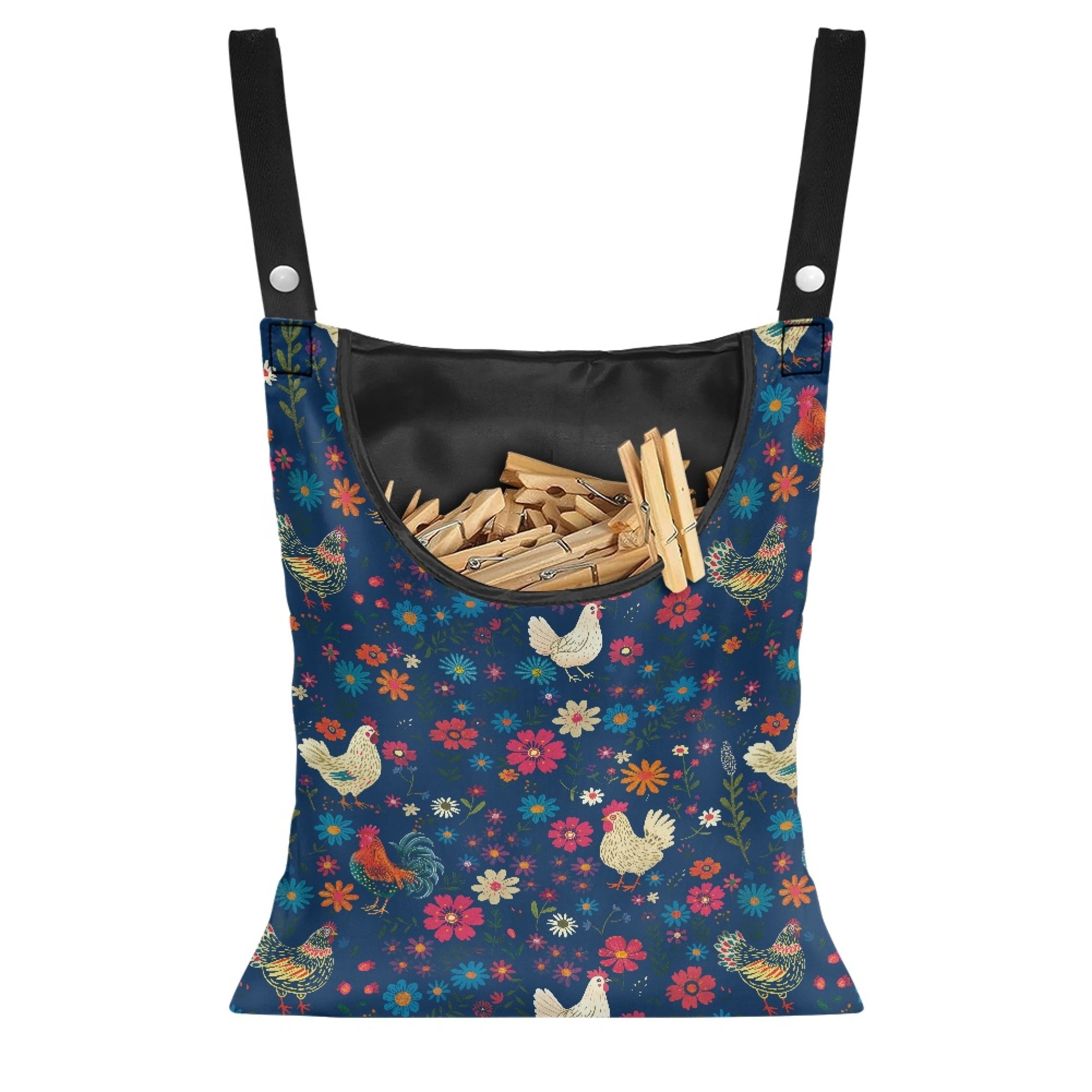 ZIATUBLE Rooster Clothespin Bag Storage Daisy Clothespin Holder Bag ...
