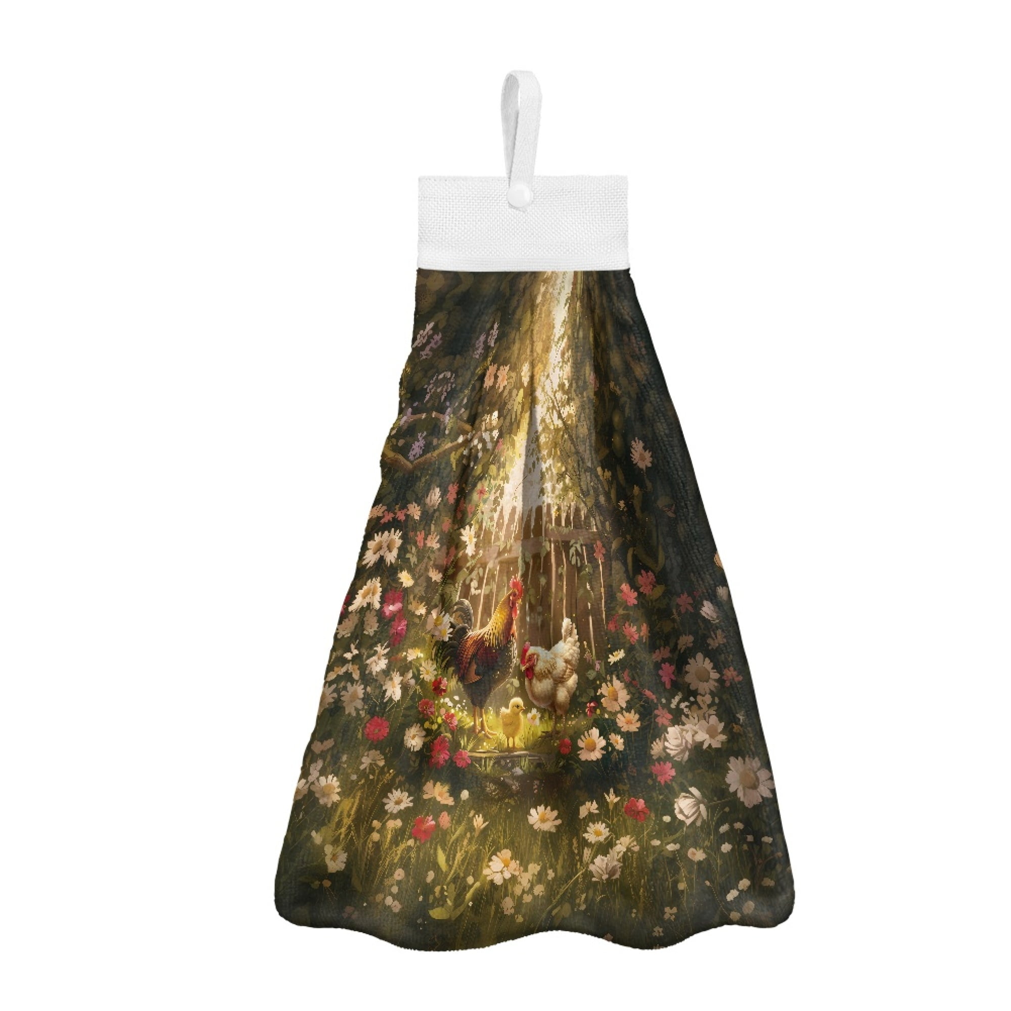 ZIATUBLE Rooster Hanging Hand Dry Towels Daisy Hand Towels with Hanging ...