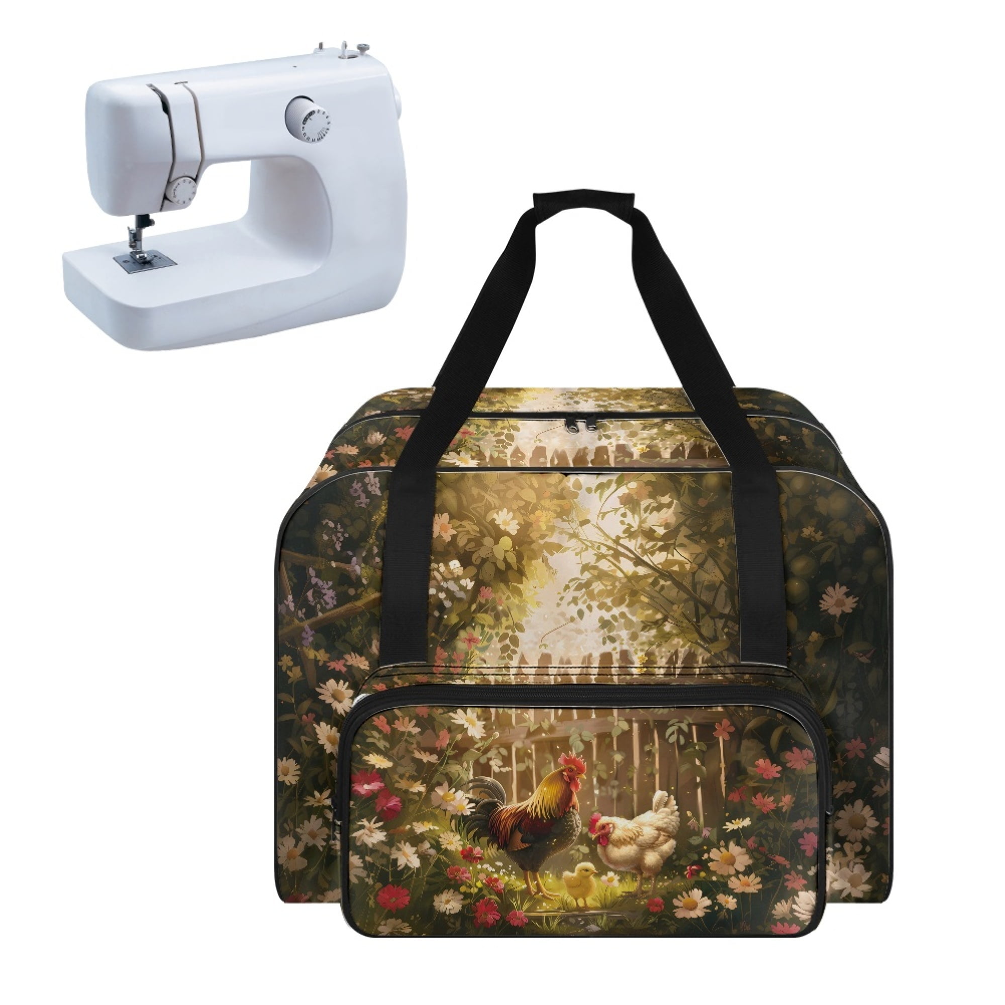 ZIATUBLE Rooster Portable Padded Storage Daisy Sewing Machine Cases and ...