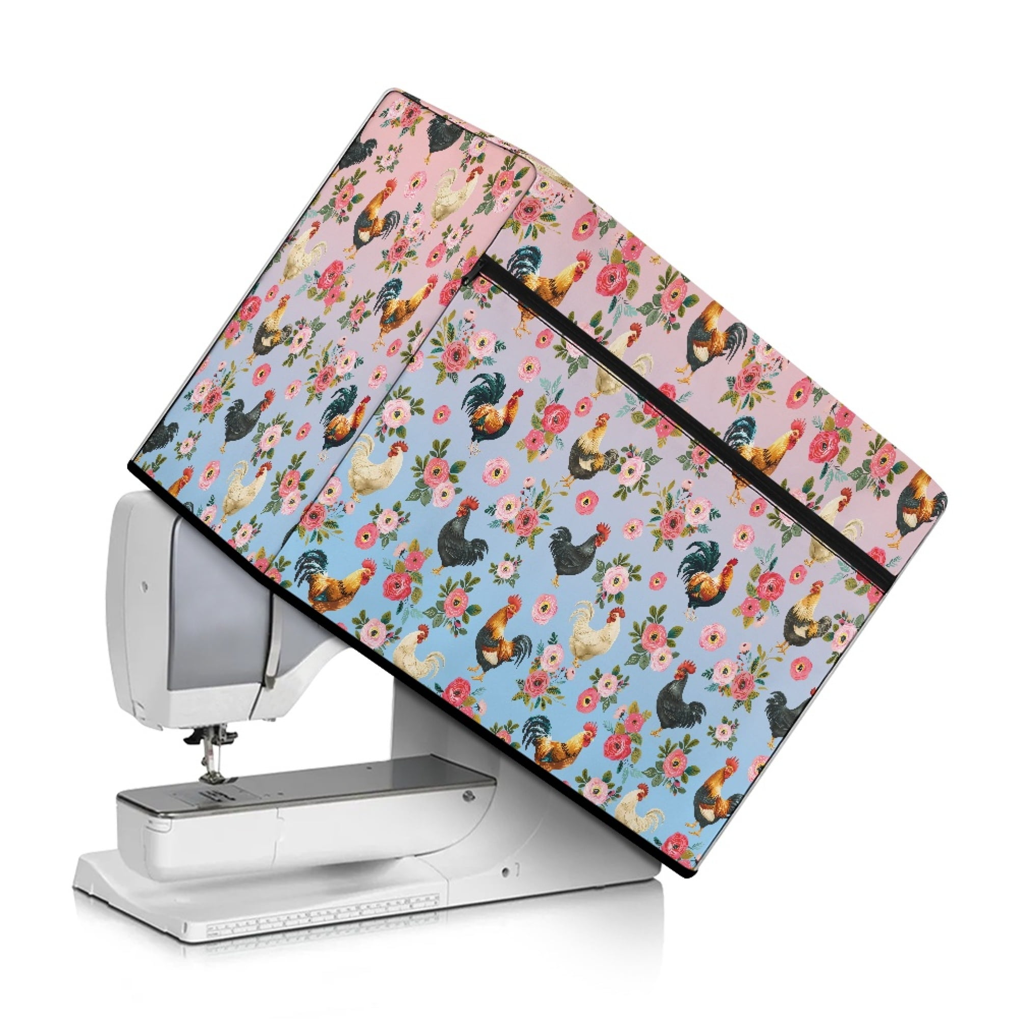 ZIATUBLE Rooster Sewing Machine Dust Cover Pattern Floral Sewing ...