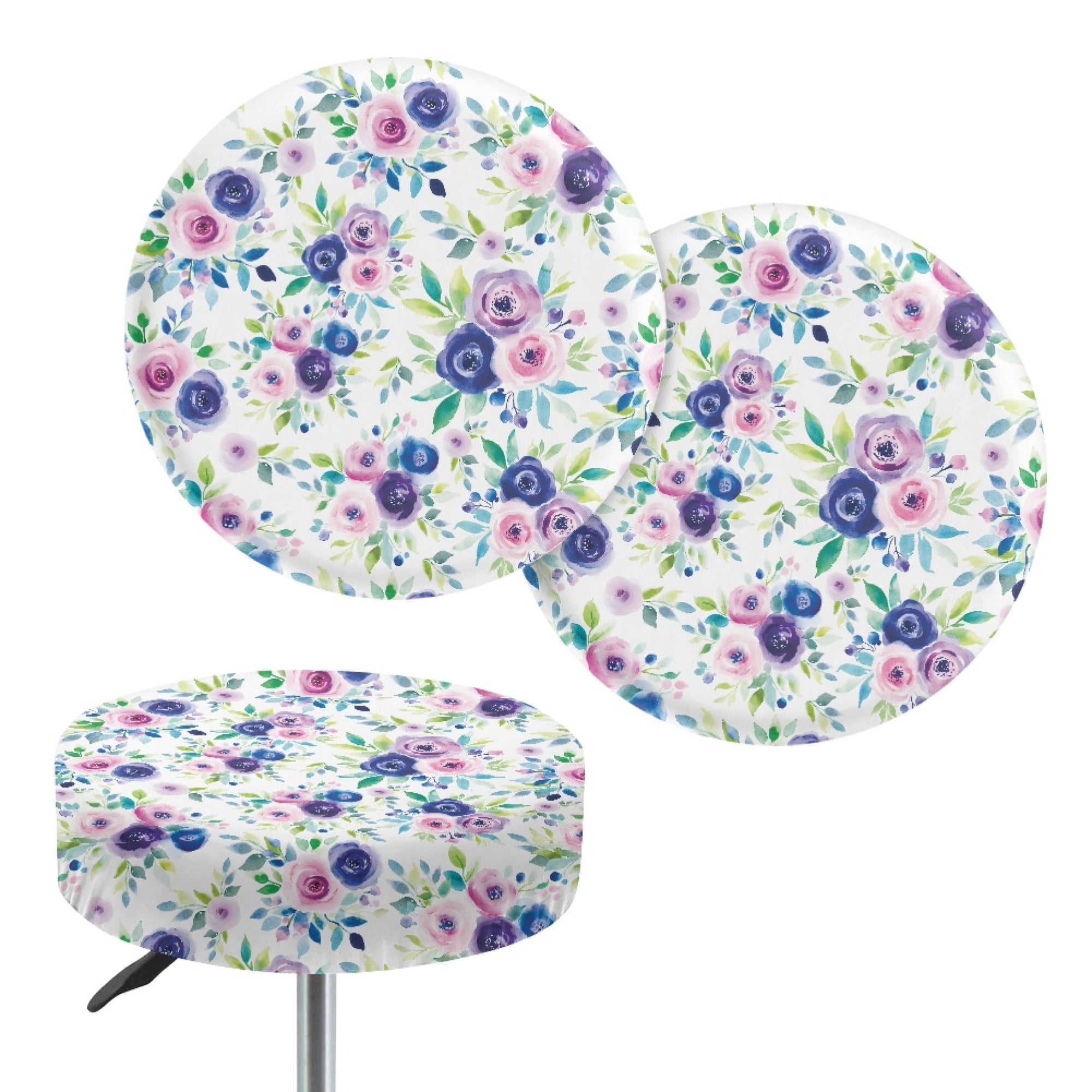 ZIATUBLE Rose Chair Seat Cushion Slipcover Universal Round Stool Covers Set of 2 Foldable ...