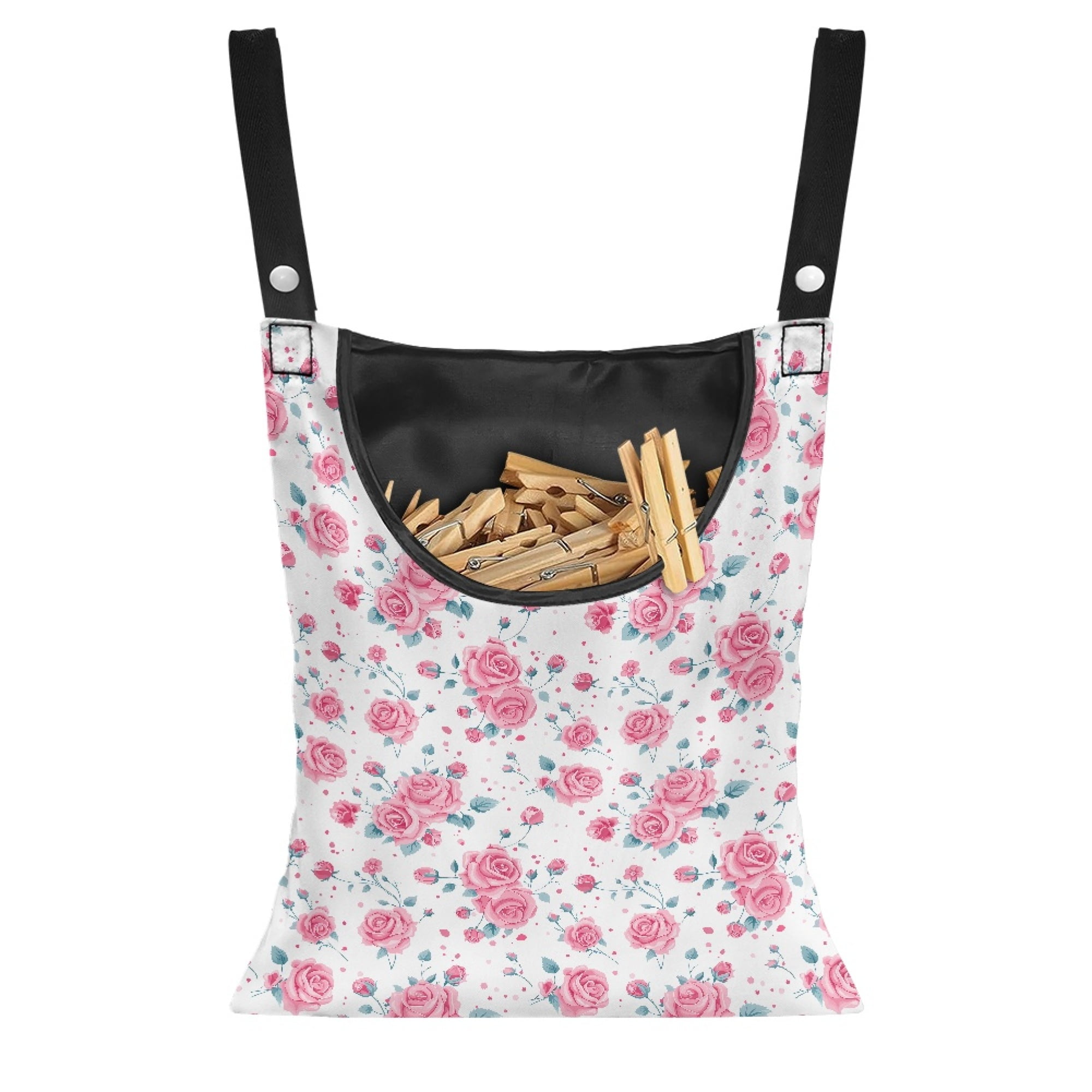 ZIATUBLE Rose Clothespin Bag Storage Washable Hanging Clothespin Bag ...