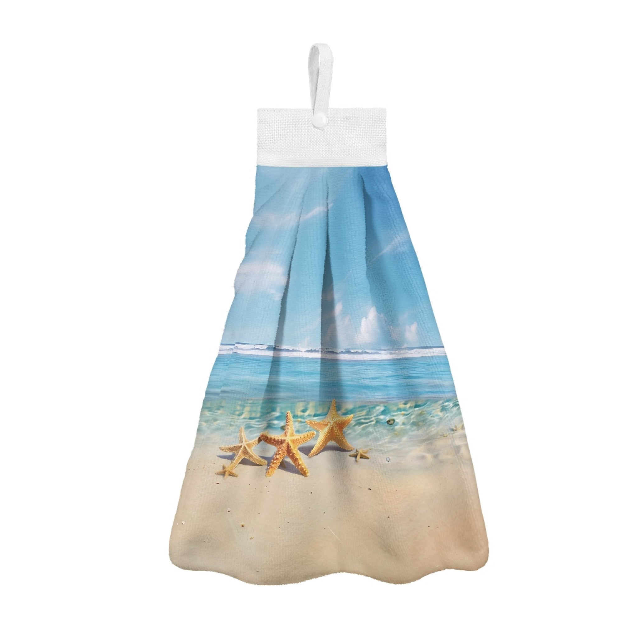 ZIATUBLE Sea Beach Dish Towels for Kitchen Starfish Hand Towels Loop ...