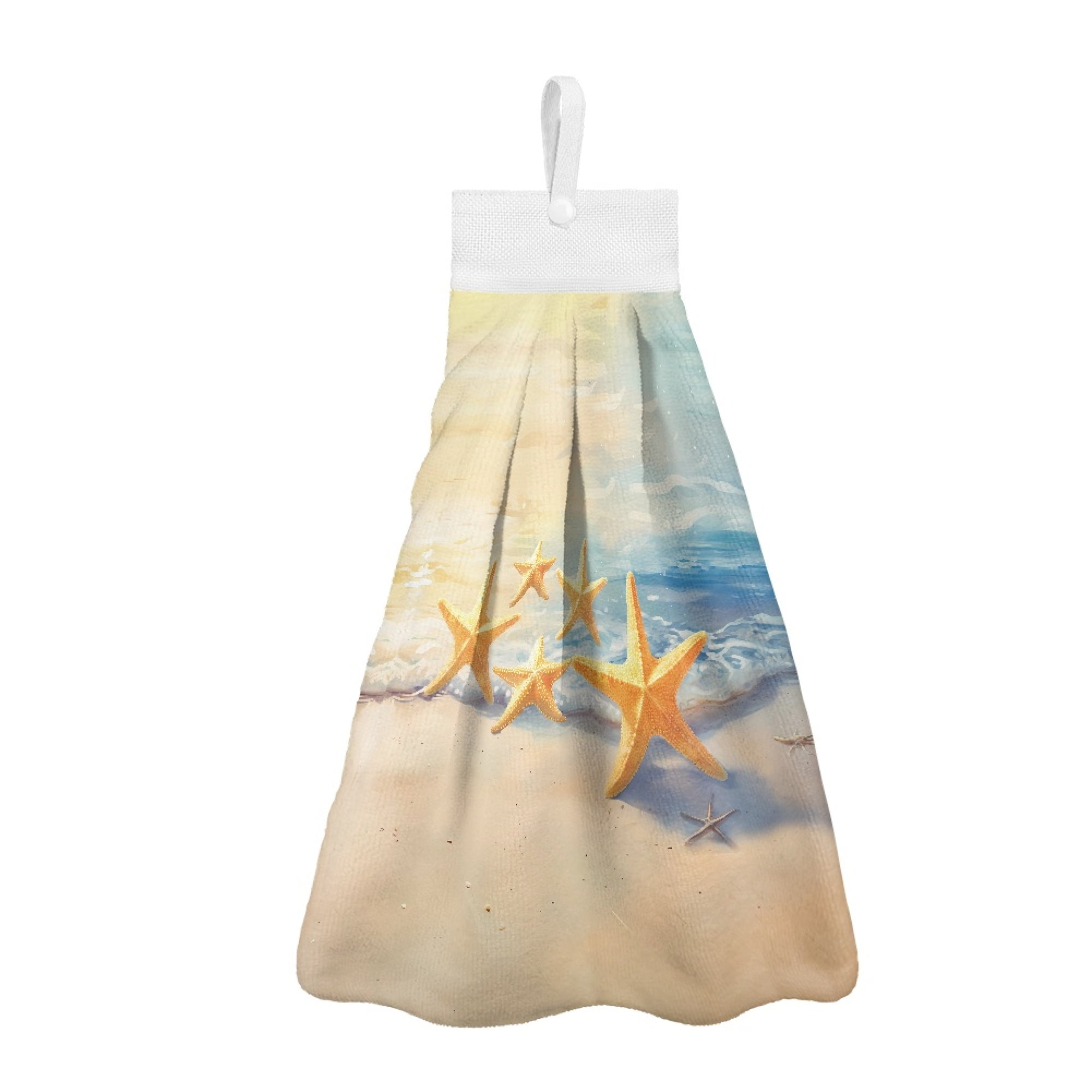 ZIATUBLE Sea Beach Hanging Hand Towel Starfish Hand Towels for Bathroom Reusable Dish Towels for ...