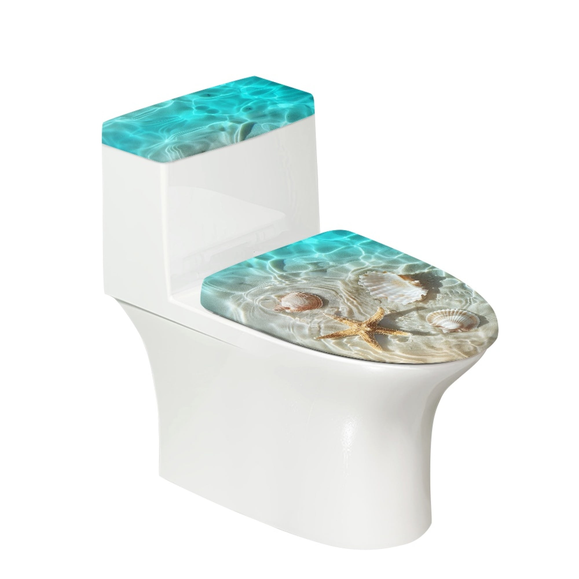 ZIATUBLE Sea Starfish Toilet Seat Cover Set Shells 2 Piece Bathroom Set ...