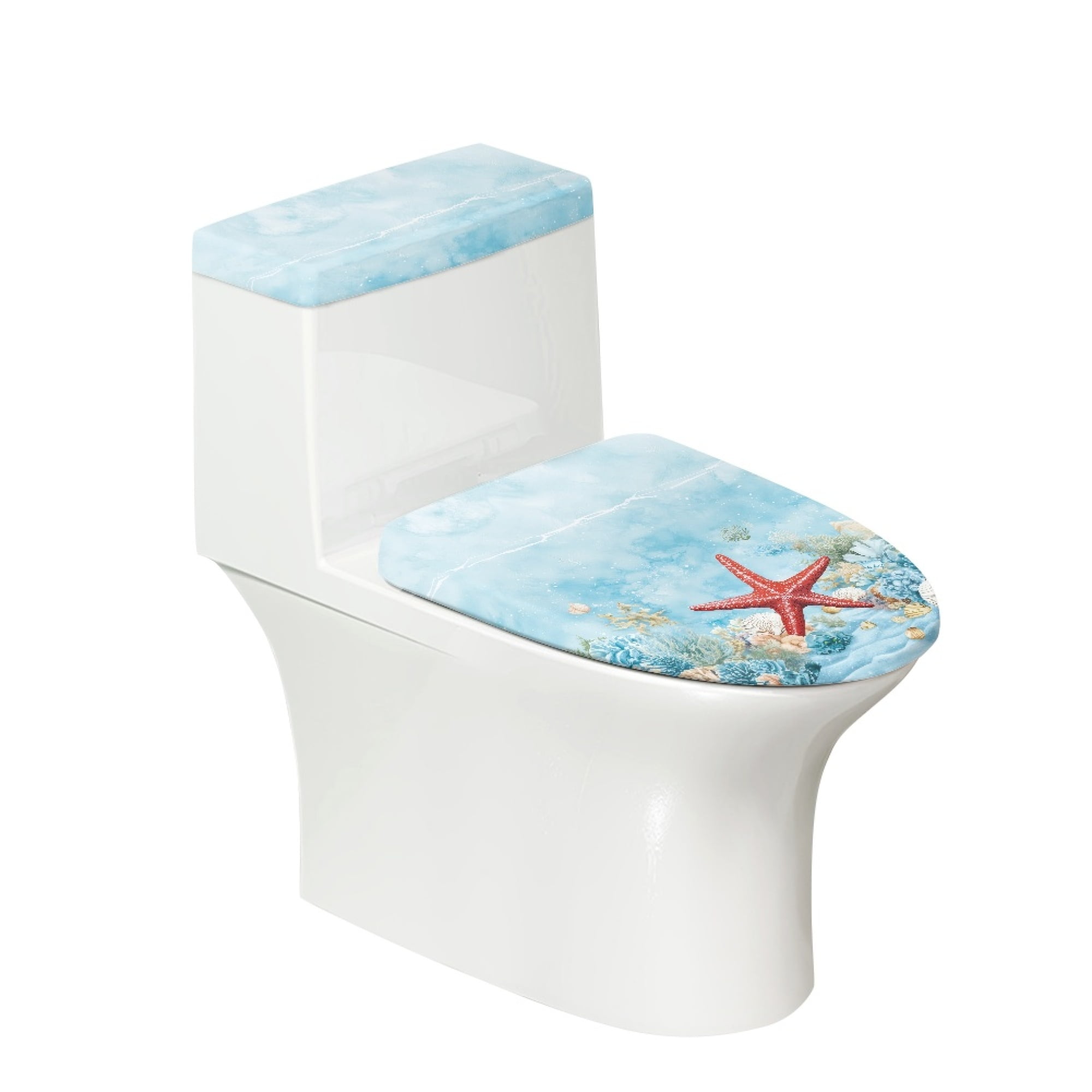 ZIATUBLE Sea Starfish Toilet Seat and Tank Lid Cover Set Oval Toilet ...