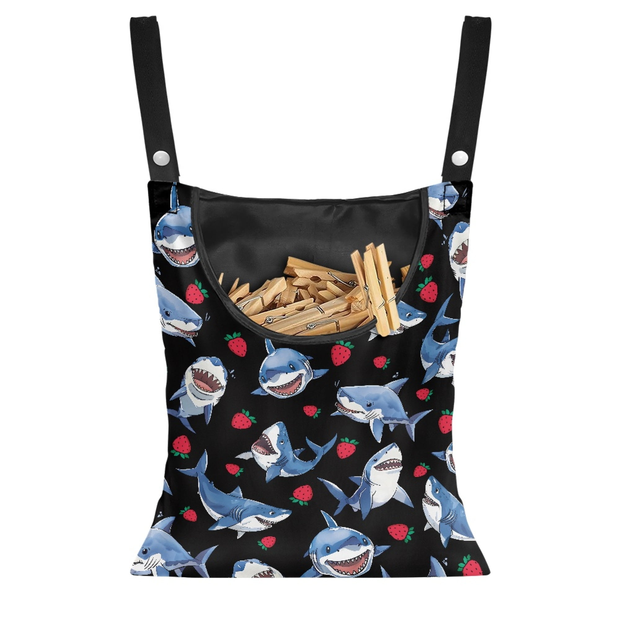 ZIATUBLE Sharks Storage Bag Clothespin Strawberry Hanging Storage ...