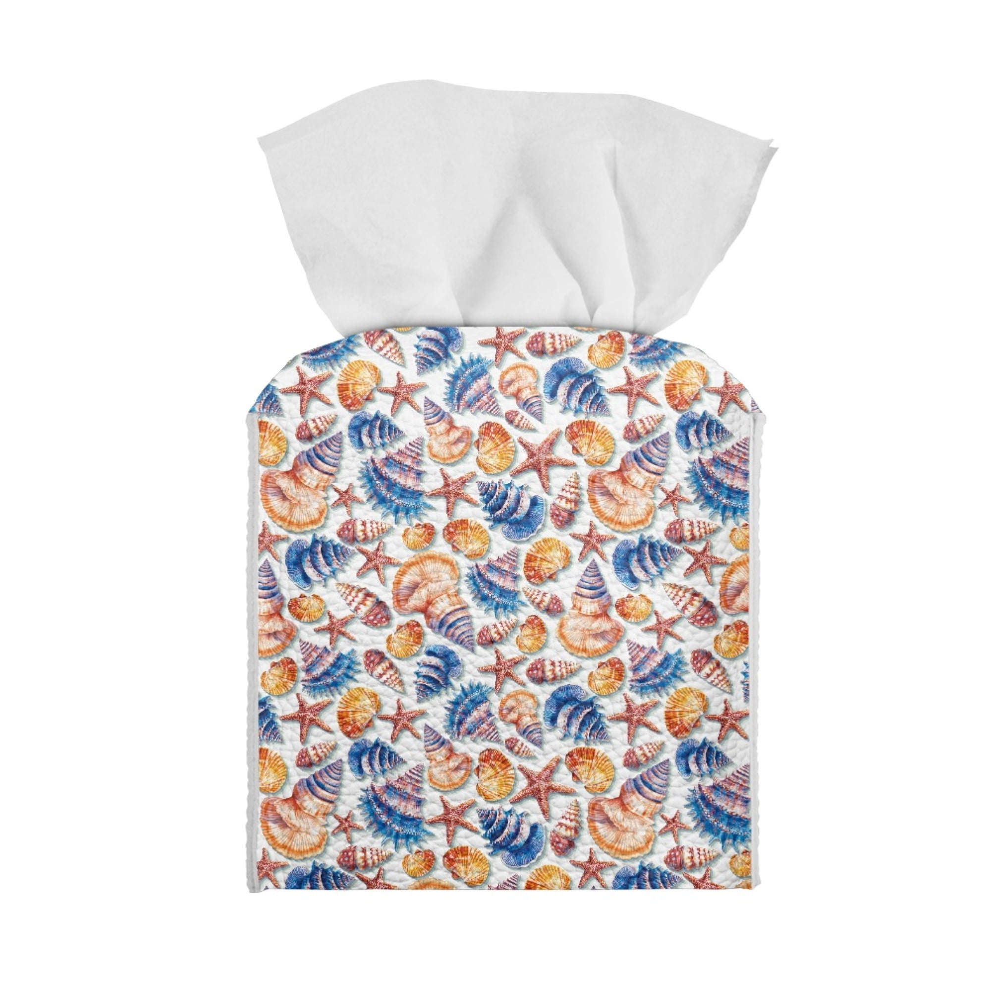 ZIATUBLE Starfish Shell Leather Tissue Box Cover Square Conch Tissue ...