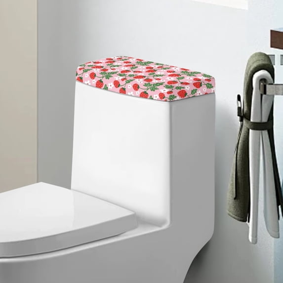 ZIATUBLE Strawberry Floral Toilet Tank Cover Lid Washable Toilet Mat ...