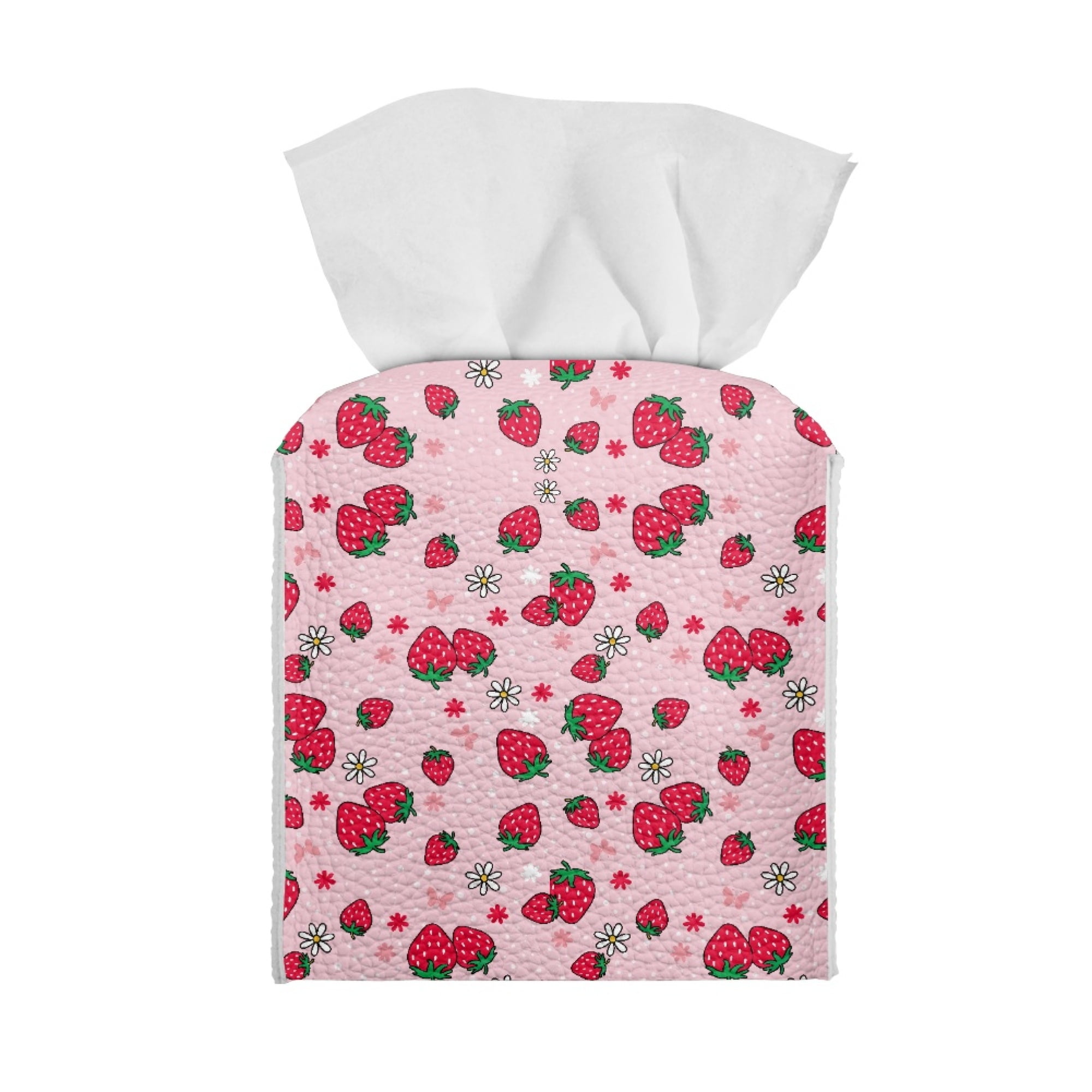 ZIATUBLE Strawberry Leather Tissue Box Covers Square Facial Tissue ...