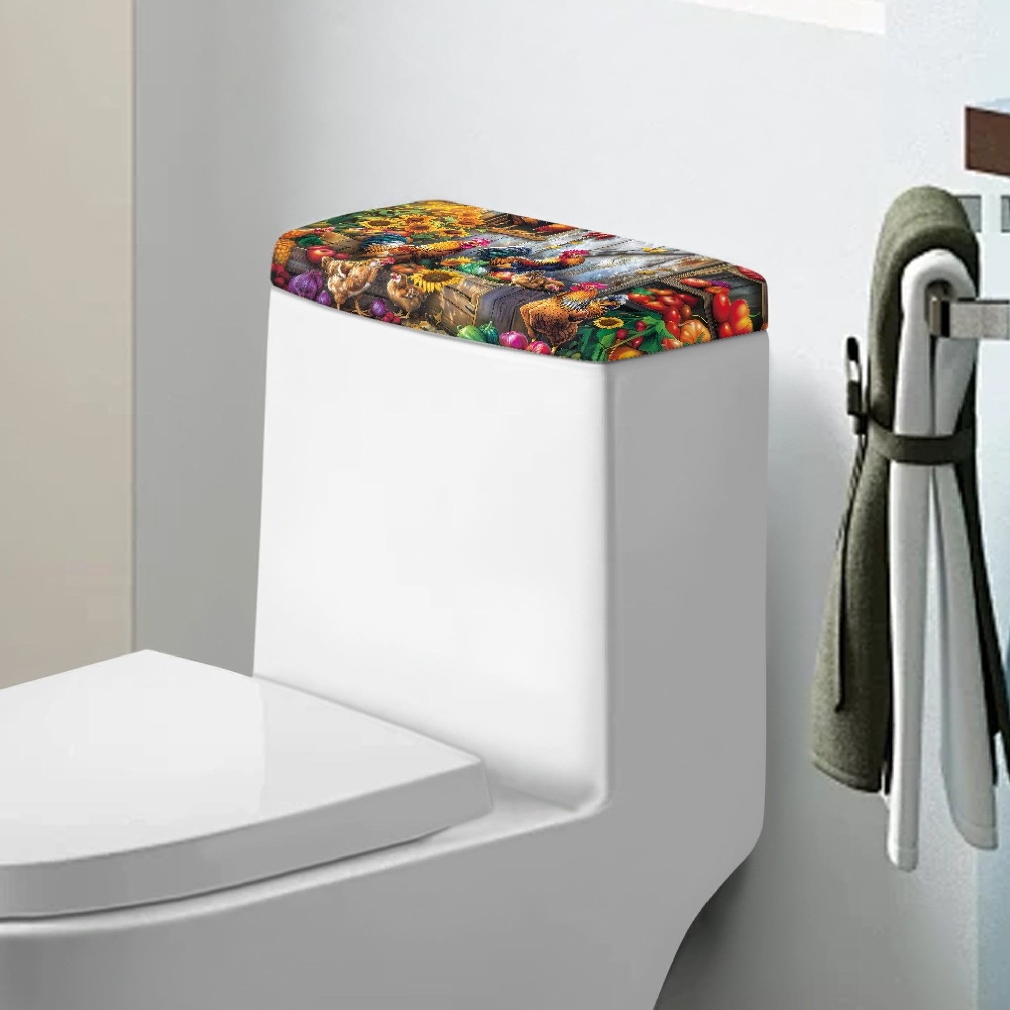 ZIATUBLE Sunflower Cock Toilet Tank Covers Washable Toilet Lid Cover ...