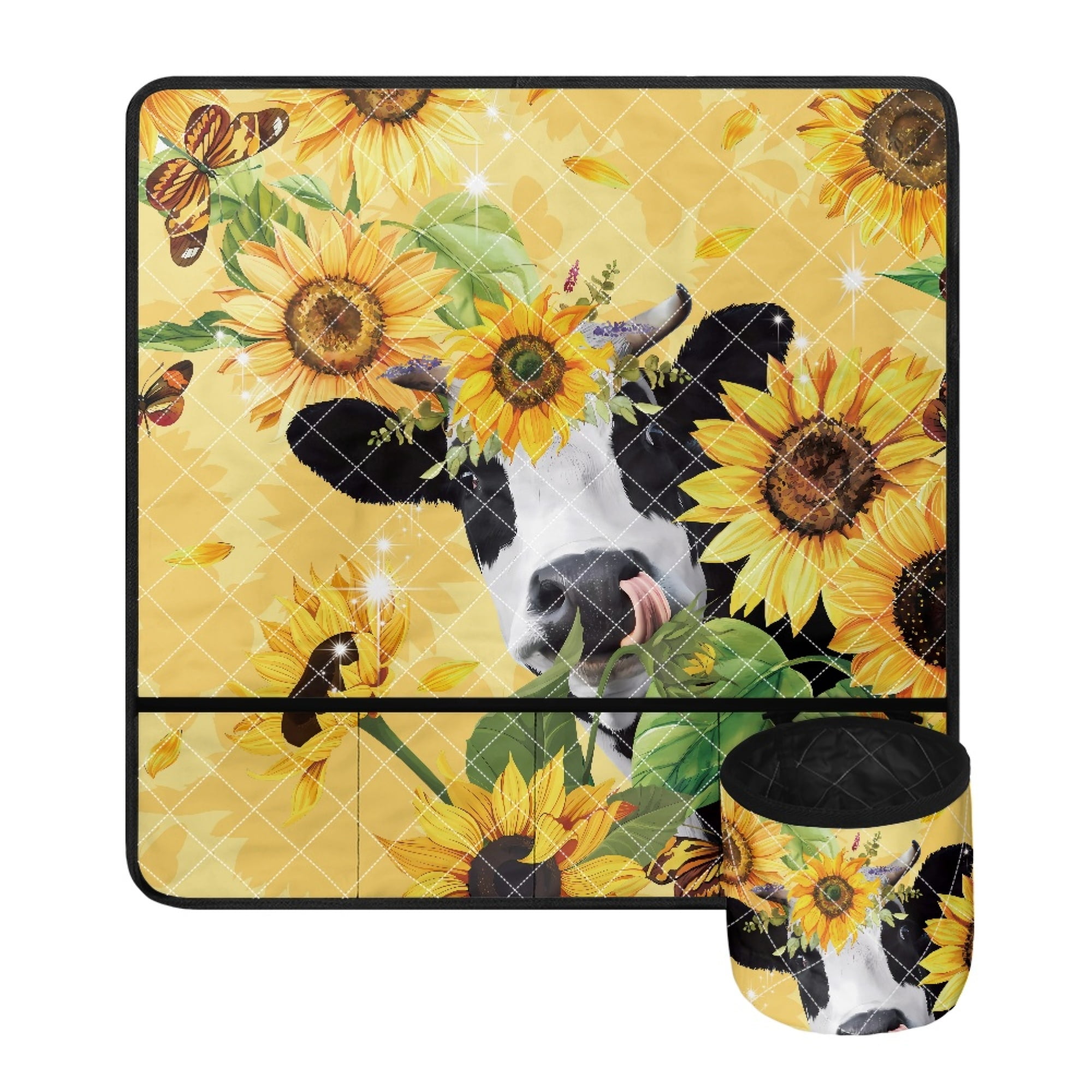 ZIATUBLE Sunflower Cow Sewing Machine Carrying Pad for Table Butterfly ...