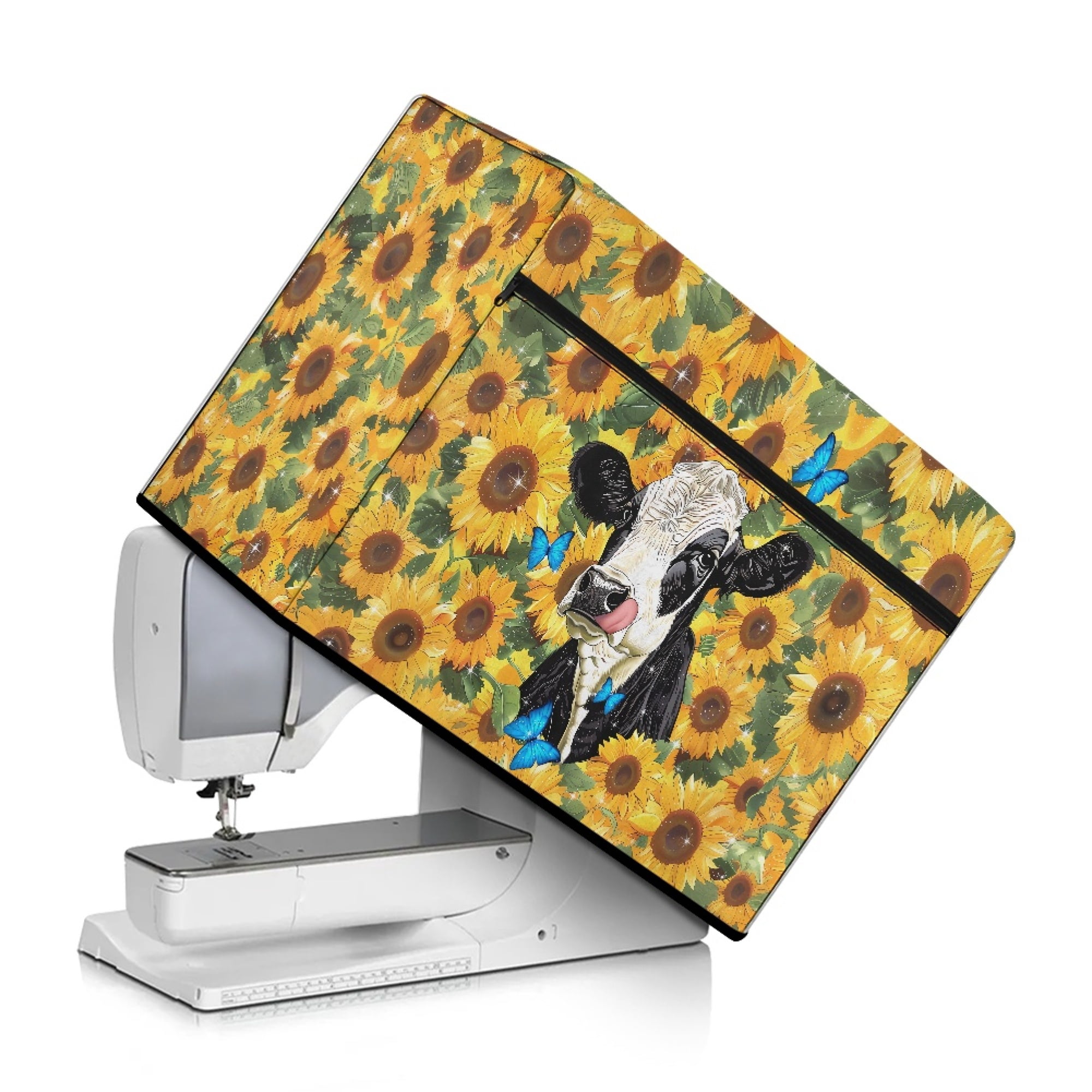 ZIATUBLE Sunflower Cow Sewing Machine Protective Dust Cover Washable ...