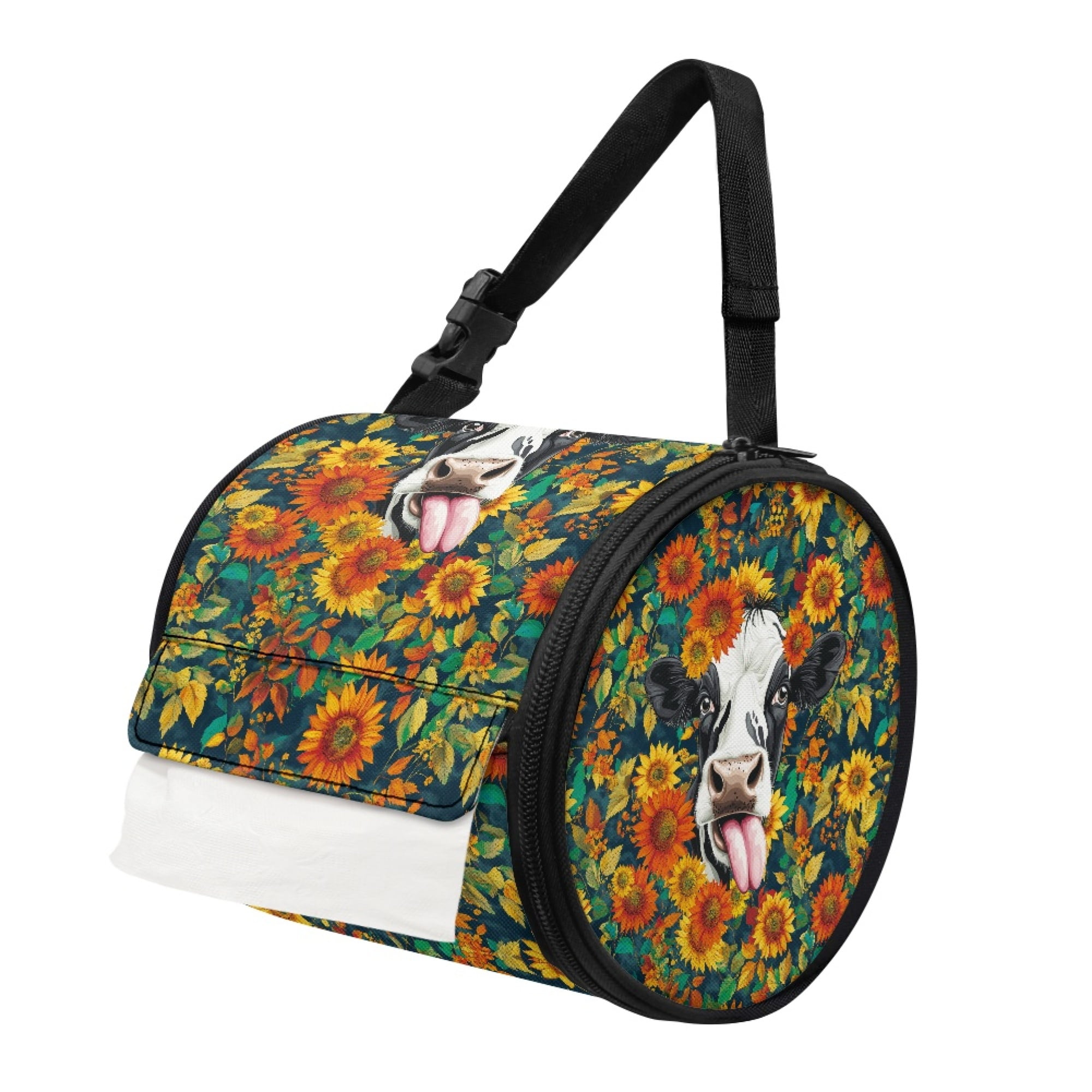 ZIATUBLE Sunflower Cow Tissue Roll Hanging Cover Reusable Paper Towel ...