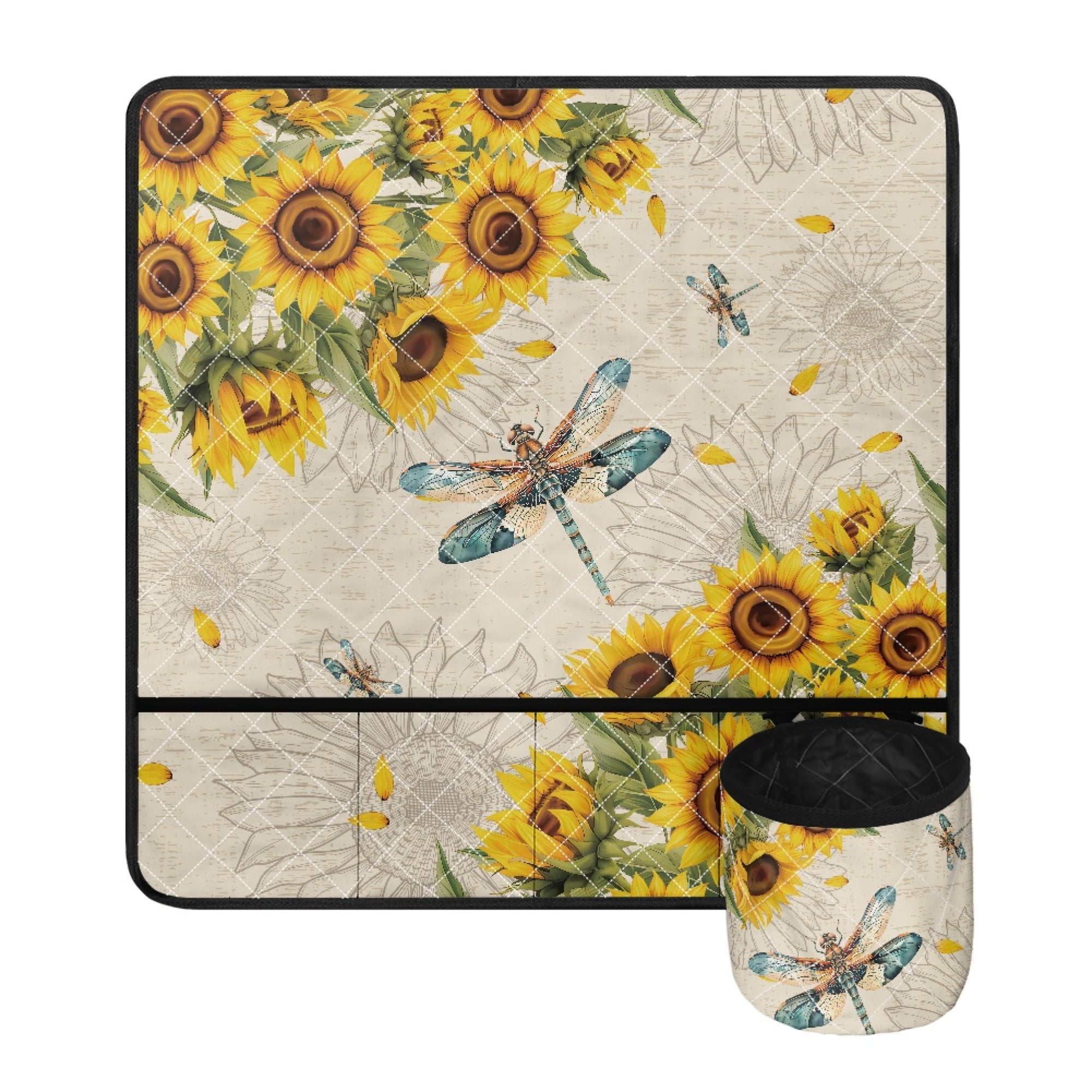 ZIATUBLE Sunflower Dragonfly Sewing Machine Organizer Mat Extra Long ...
