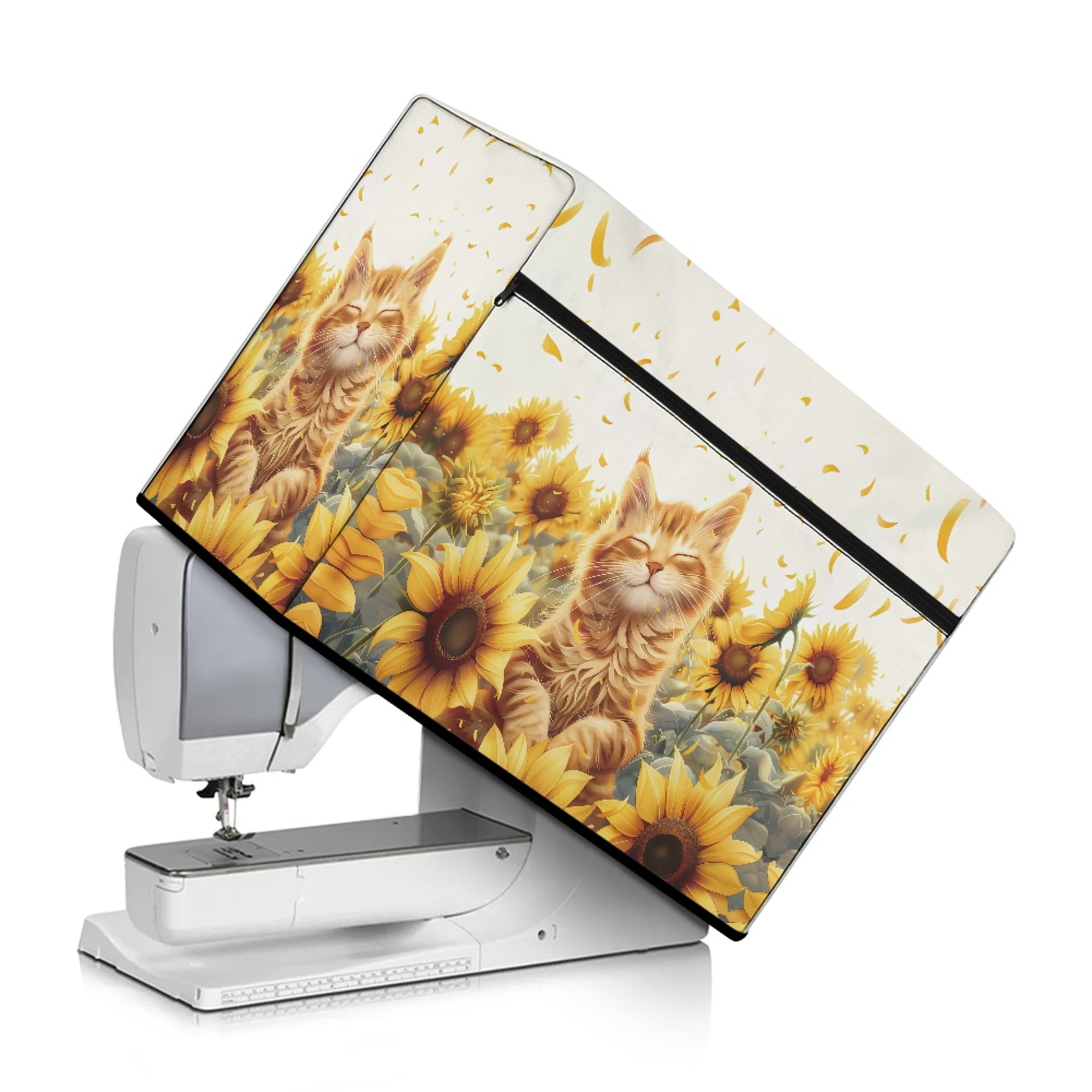 ZIATUBLE Sunflower Dust Cover for Sewing Machine Cute Cat Sewing ...