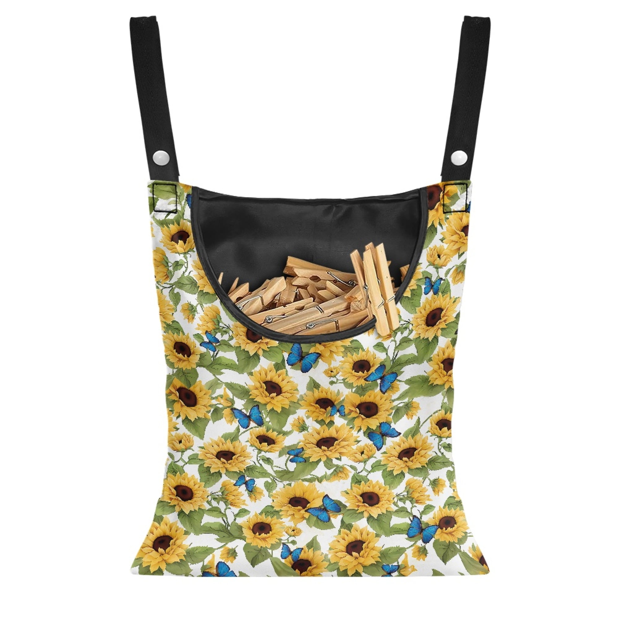 ZIATUBLE Sunflower Hanging Storage Organizer Butterfly Clothespin Bag ...