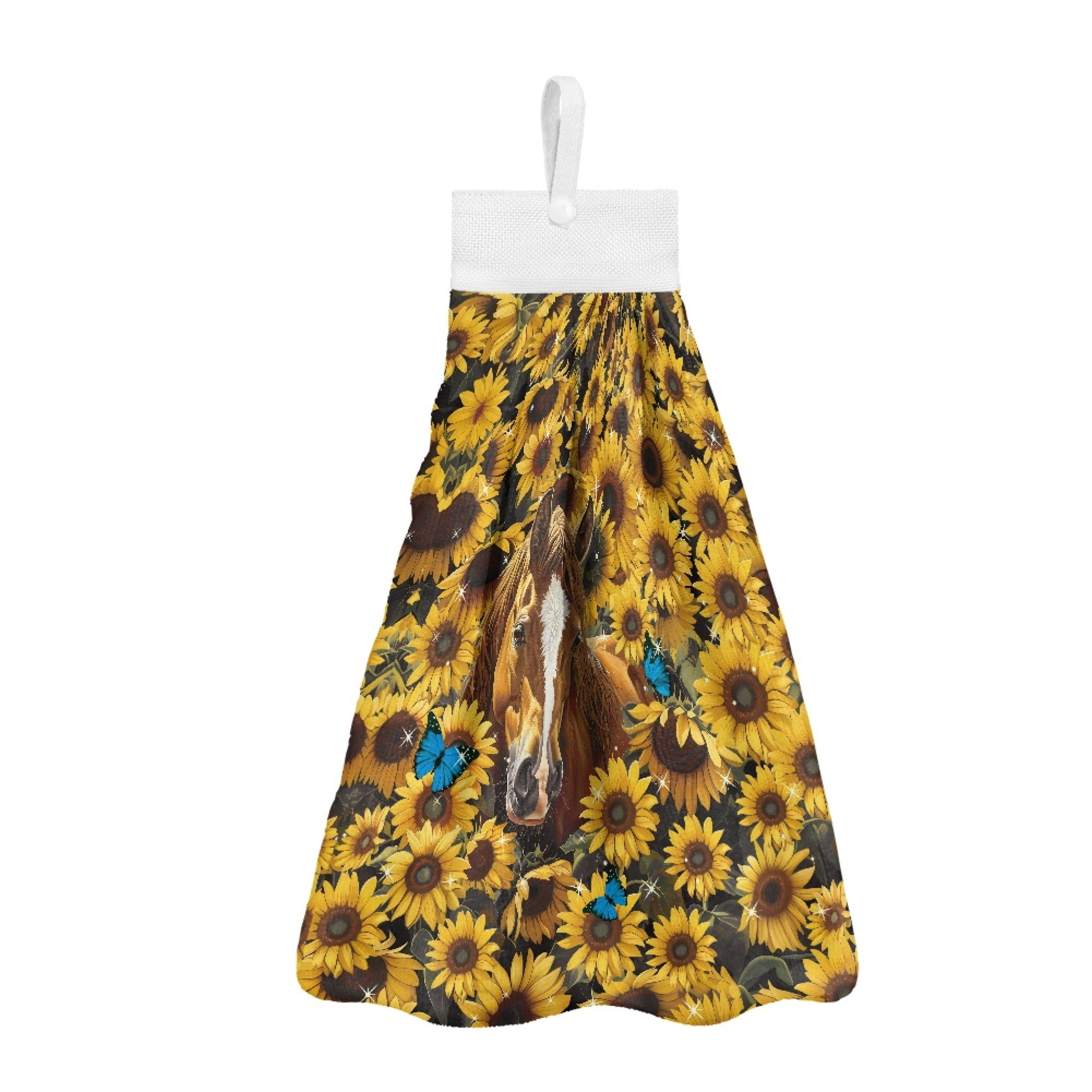 ZIATUBLE Sunflower Horse Hand Drying Towels Butterfly Dish Towels for ...