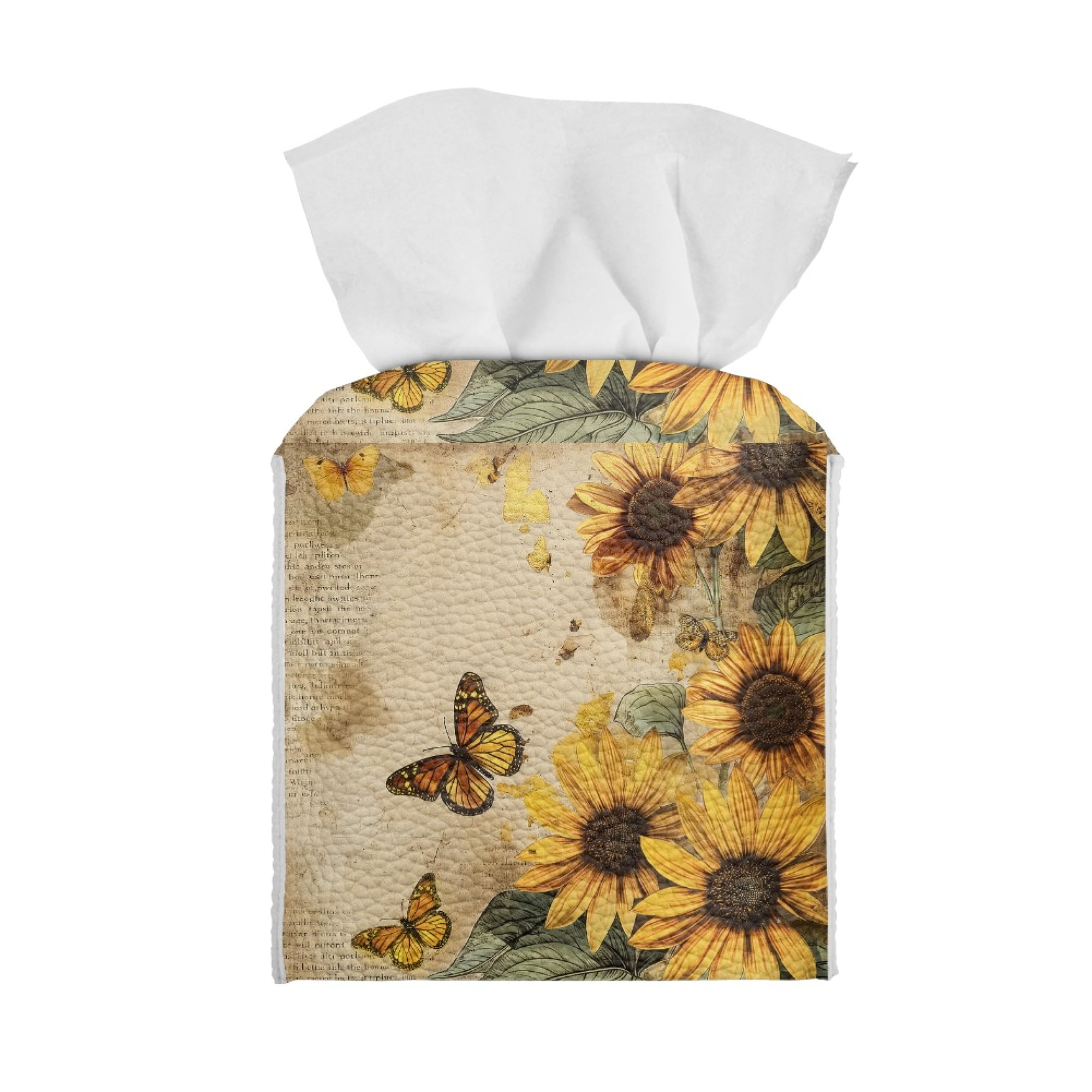 ZIATUBLE Sunflower Leather Tissue Box Covers Square Butterfly Tissue ...
