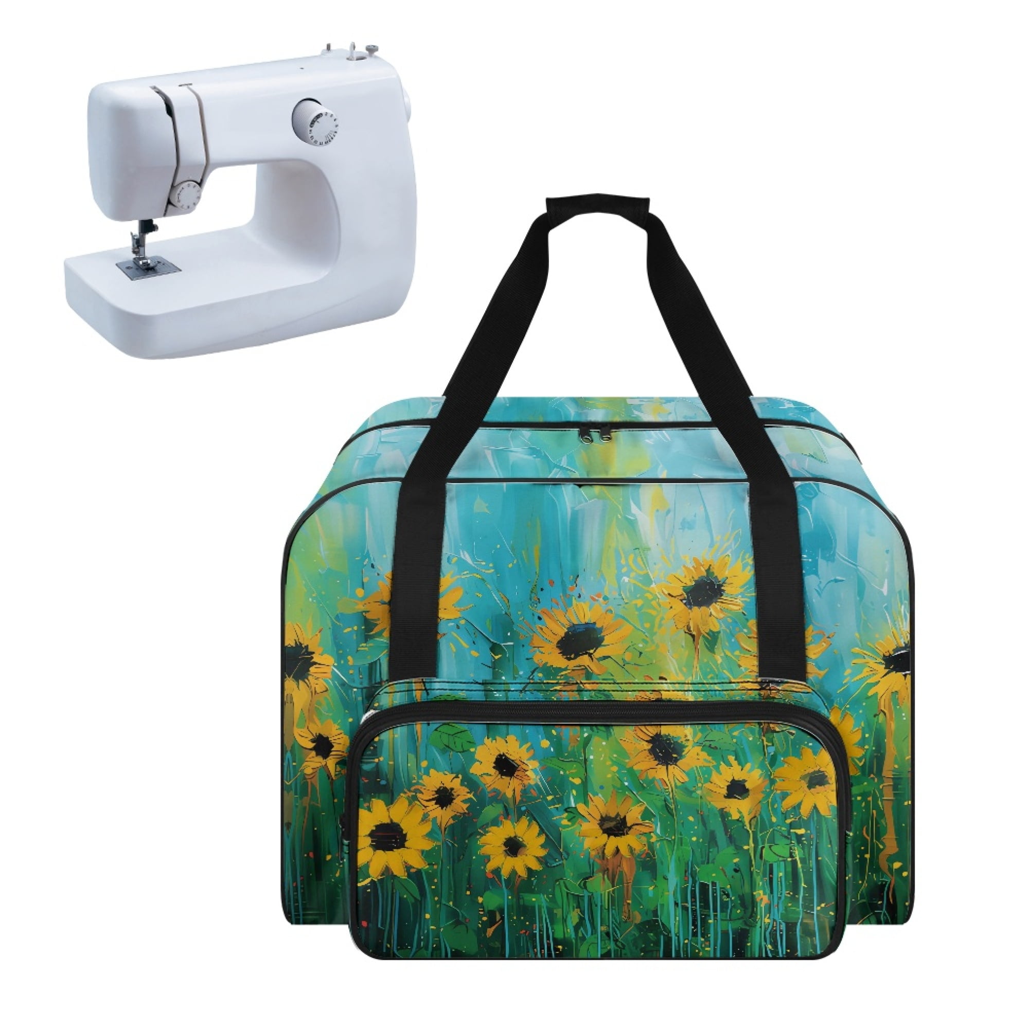ZIATUBLE Sunflower Sewing Machine Carry Cases Oil Painting Sewing ...