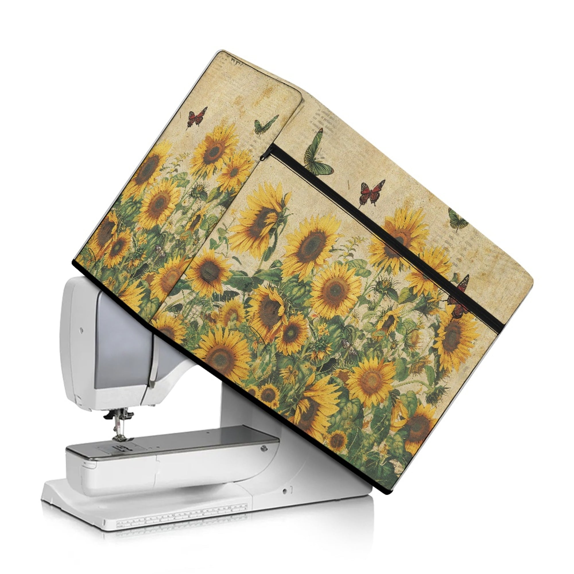 ZIATUBLE Sunflower Sewing Machine Dust Cover Butterfly Pattern Protect ...