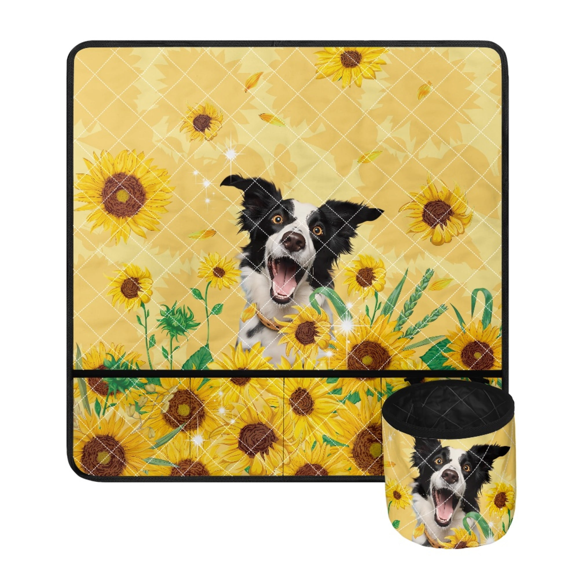 ZIATUBLE Sunflower Sewing Machine Mat to Reduce Noise Border Collie ...
