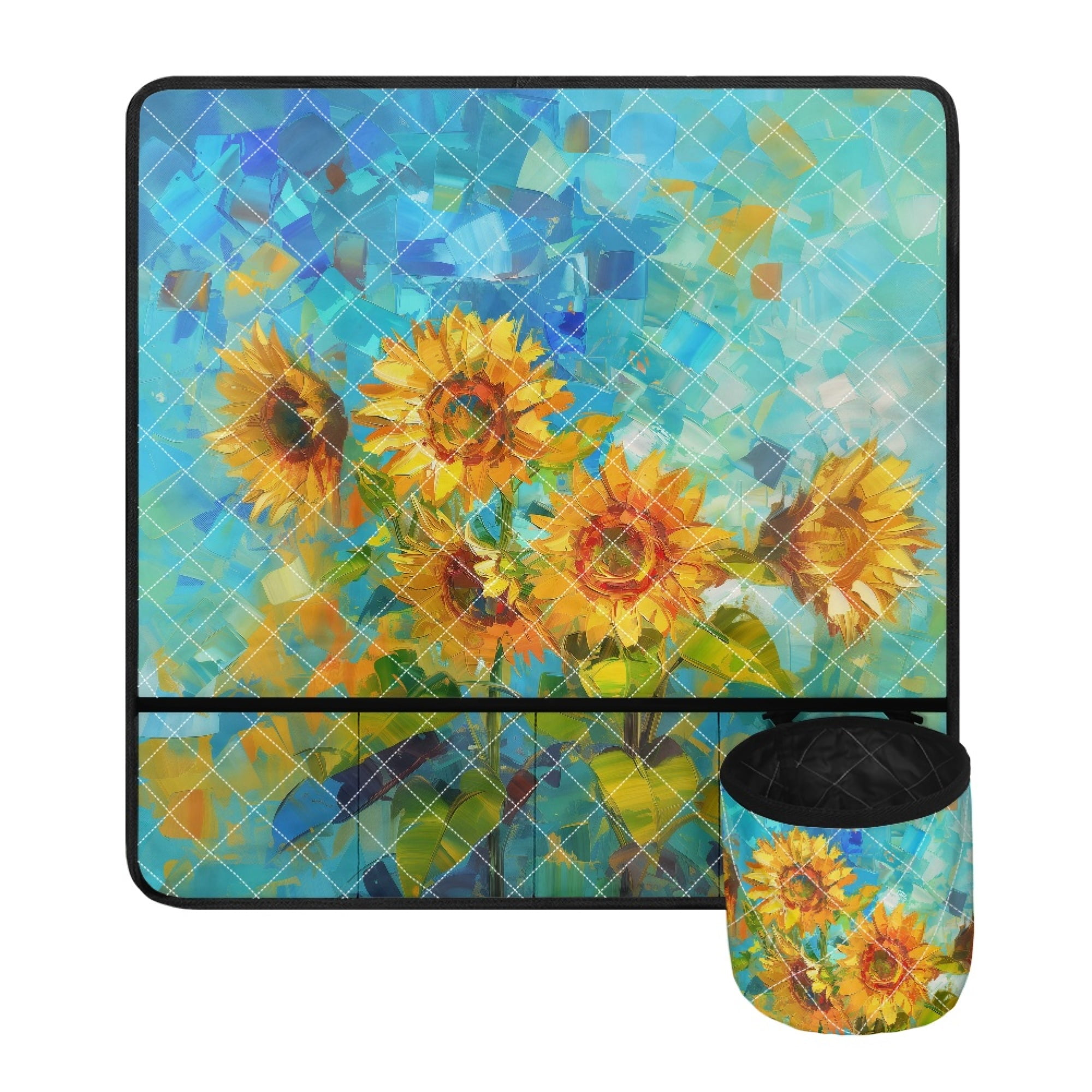 ZIATUBLE Sunflower Sewing Machine Mat with Small Cylinder Oil Painting ...