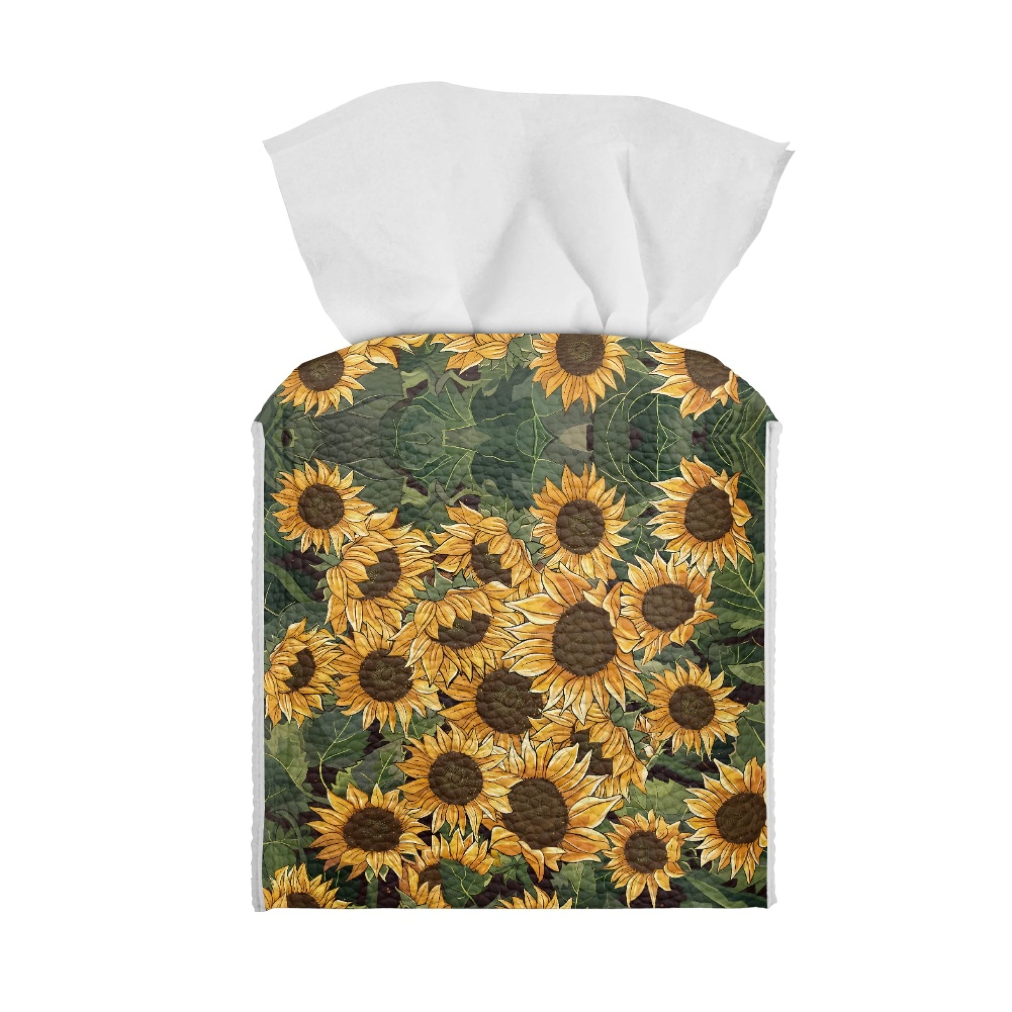 ZIATUBLE Sunflower Square Tissue Box Cover Leather Tissue Box Holder ...