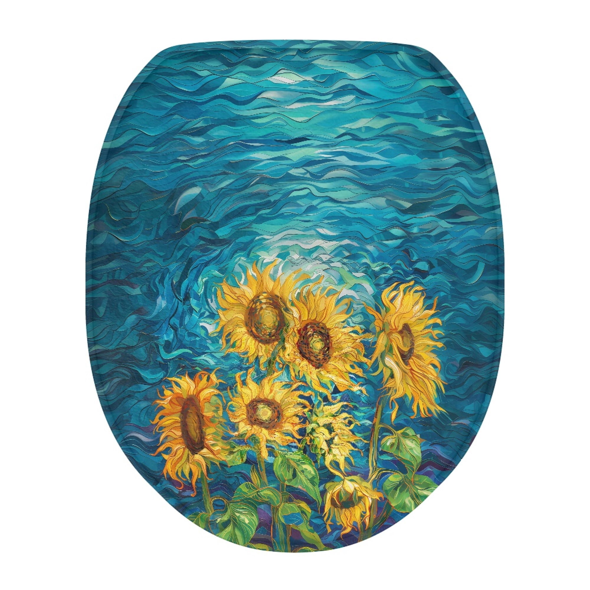 ZIATUBLE Sunflower Toilet Lids Covers Wave Toilet Lid Covers for ...