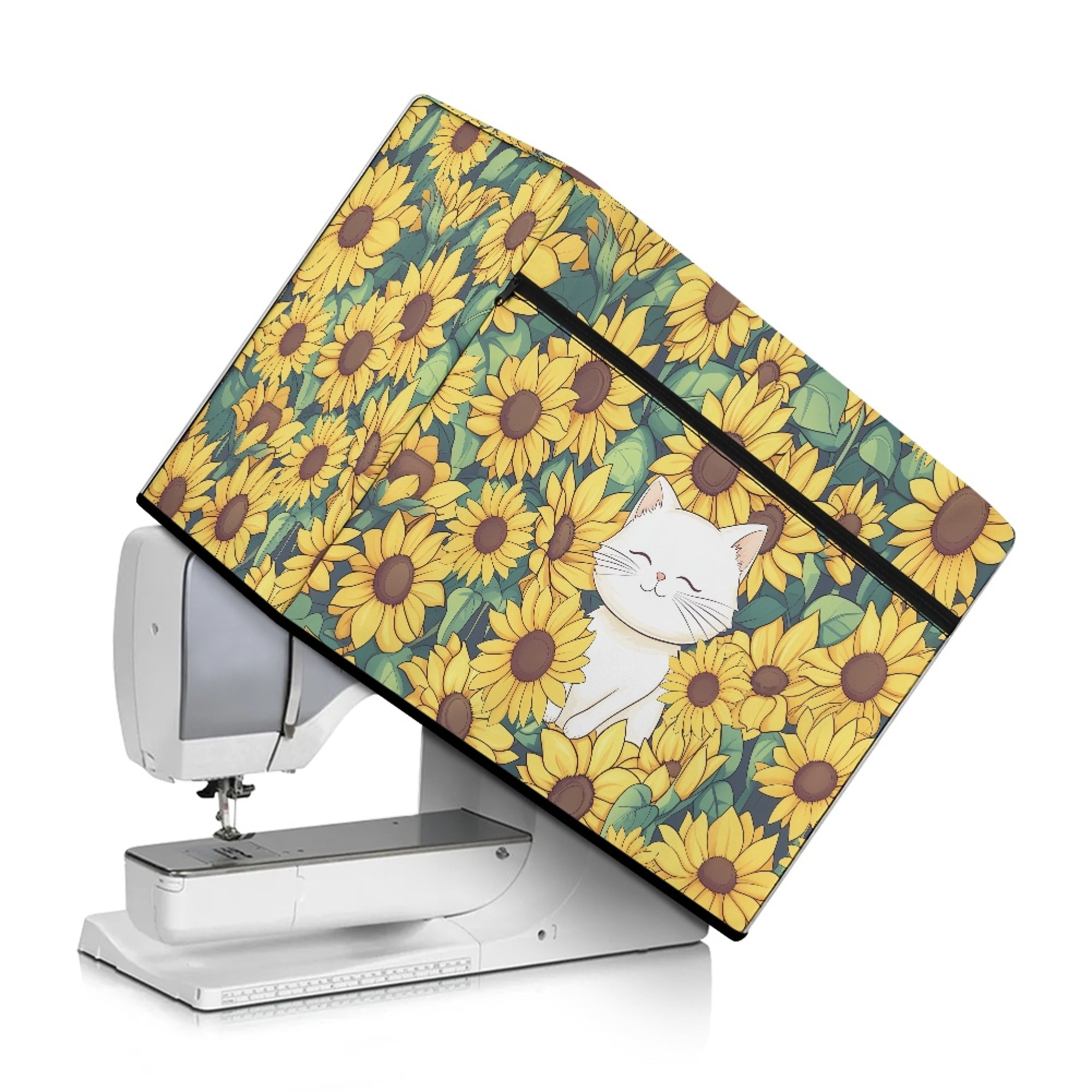 ZIATUBLE Sunlower Dust Cover for Sewing Machine Cute Cat Sewing Machine ...