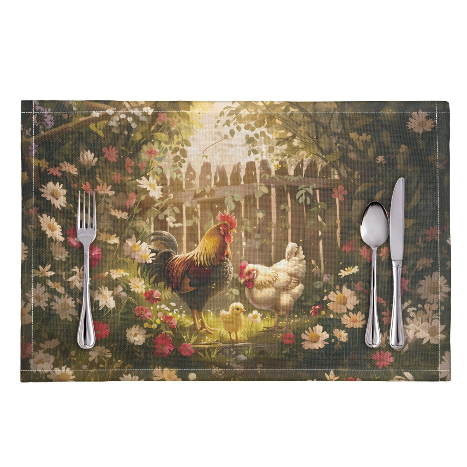 ZIATUBLE Table Placemats Set of 8 Polyester Cloth Washable Kitchen ...