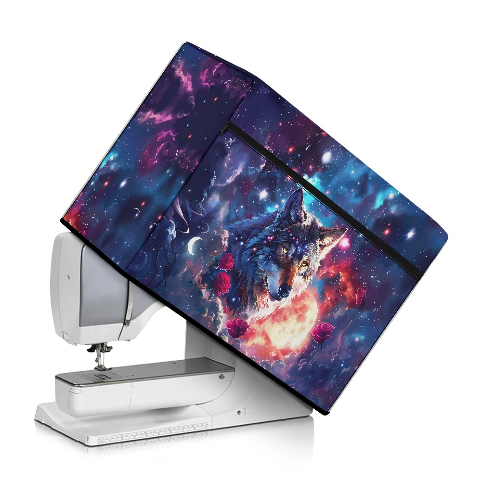 ZIATUBLE Wolf Galaxy Sewing Machine Dust Cover Rose Pattern Protect ...