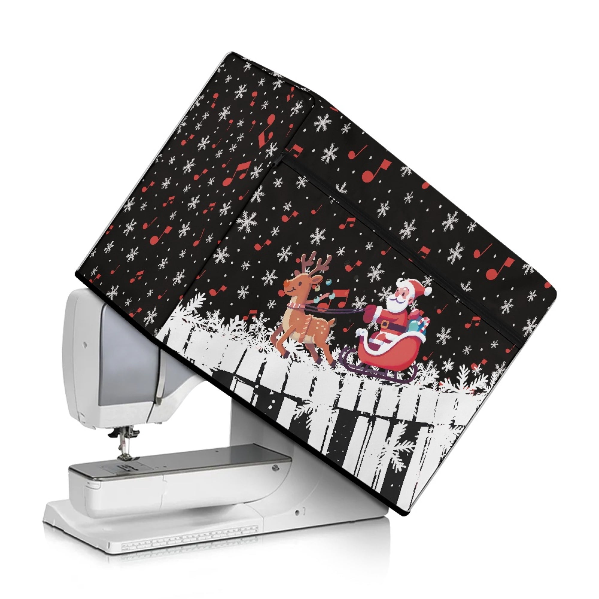 ZIATUBLE Xmas Santa Claus Sewing Machine Protect Cover Deer Piano Keys ...
