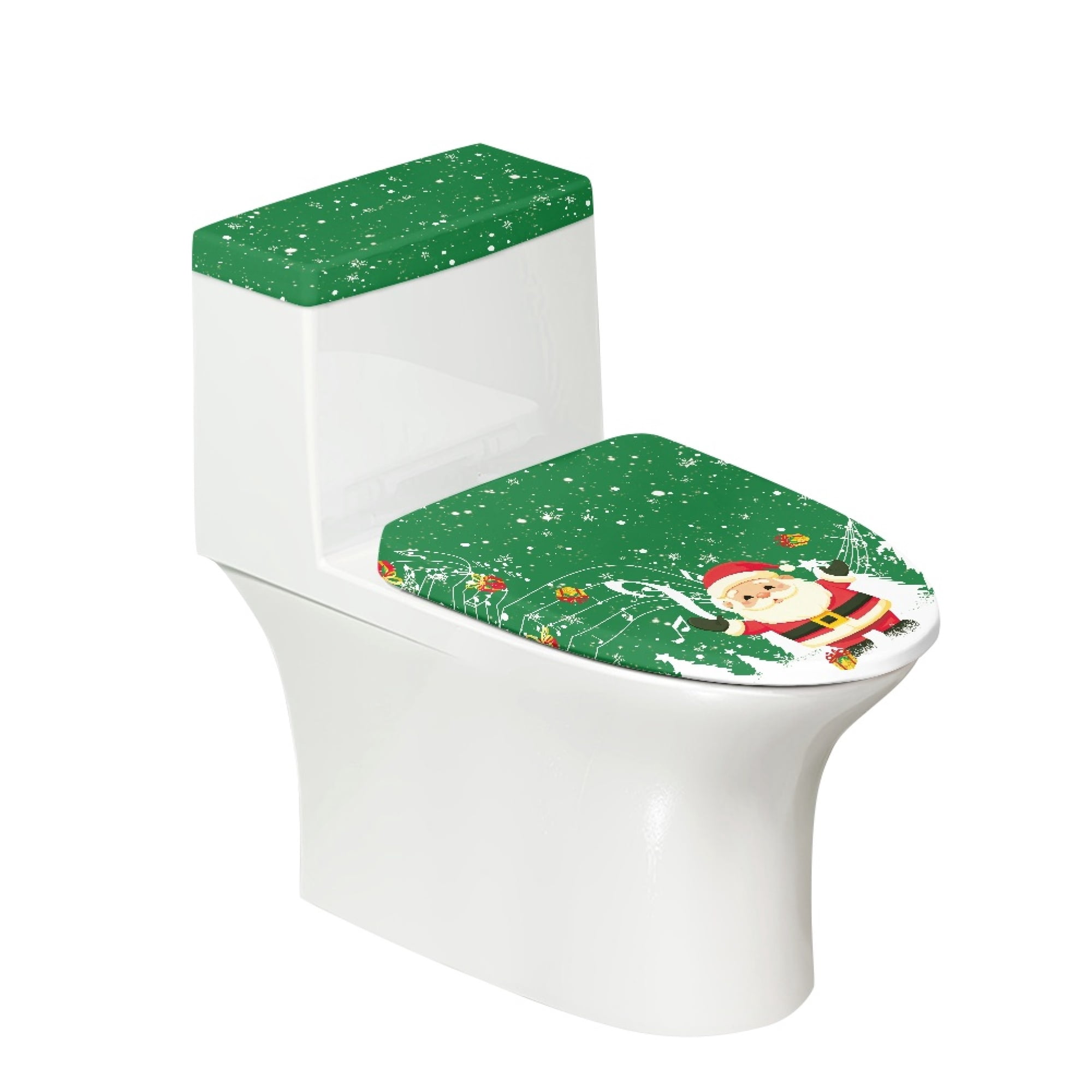ZIATUBLE Xmas Santa Claus Toilet Seat and Tank Cover Set Oval Toilet ...