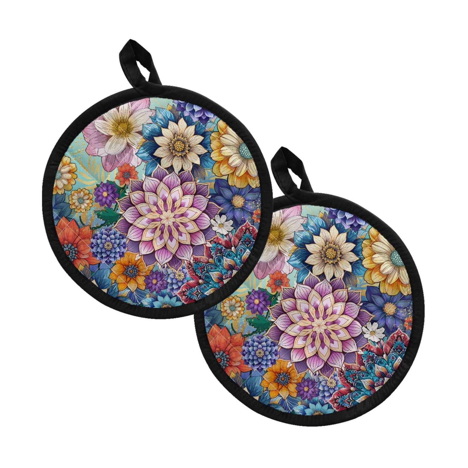ZIATUBLES 2 Pieces Pot Holders Oven Mitts Dual Function Heat Resistant ...