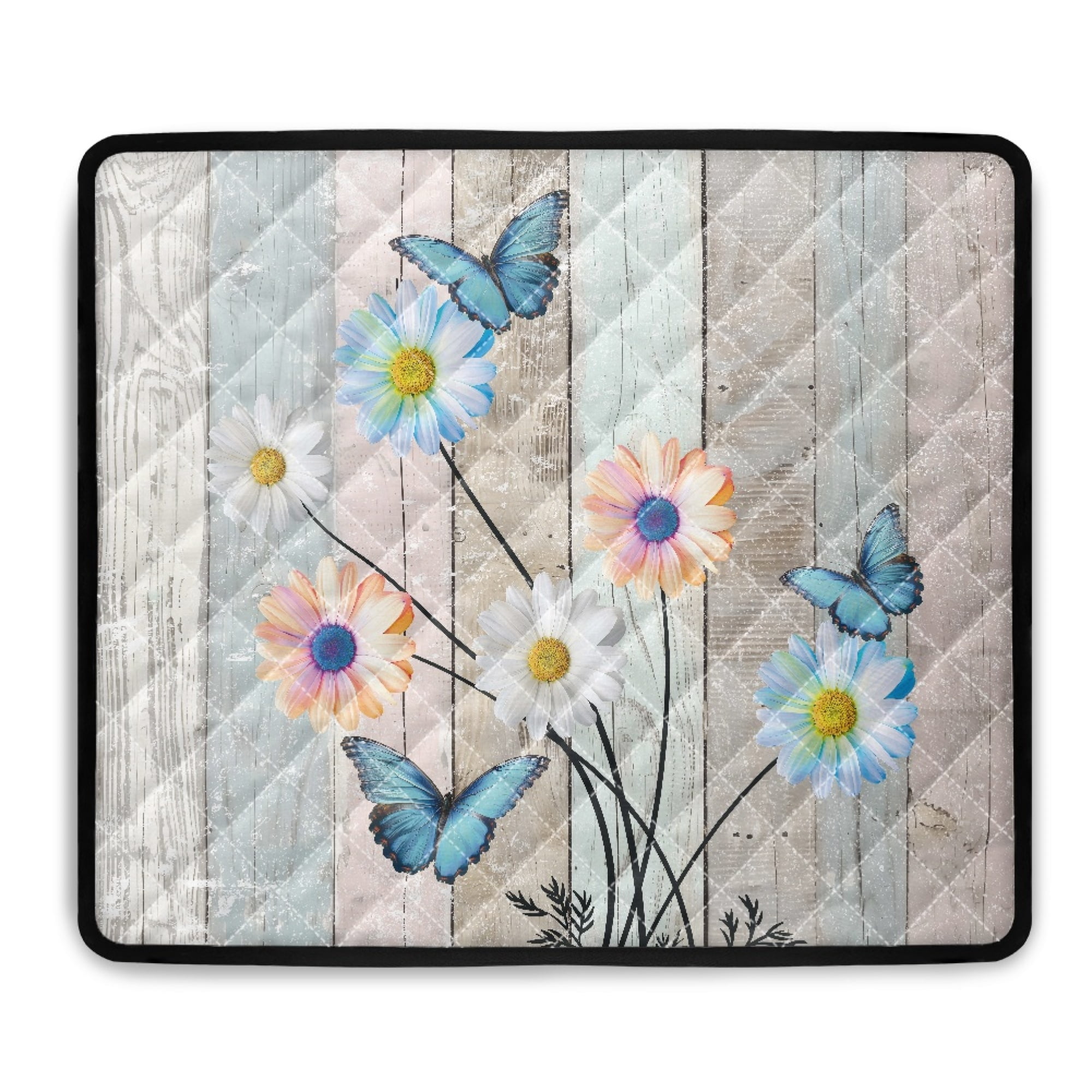 ZIATUBLES Butterfly Daisy Wood Grain Washer Dryer Countertop Cover Pad Stain Resistant Washing ...