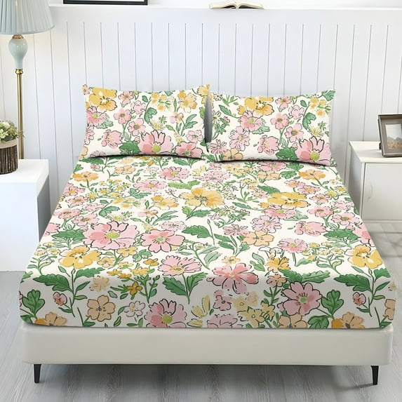 ZIATUBLES Country Floral Ditsy Twin Sheet Set, 3 PCS Vintage Soft Cozy ...