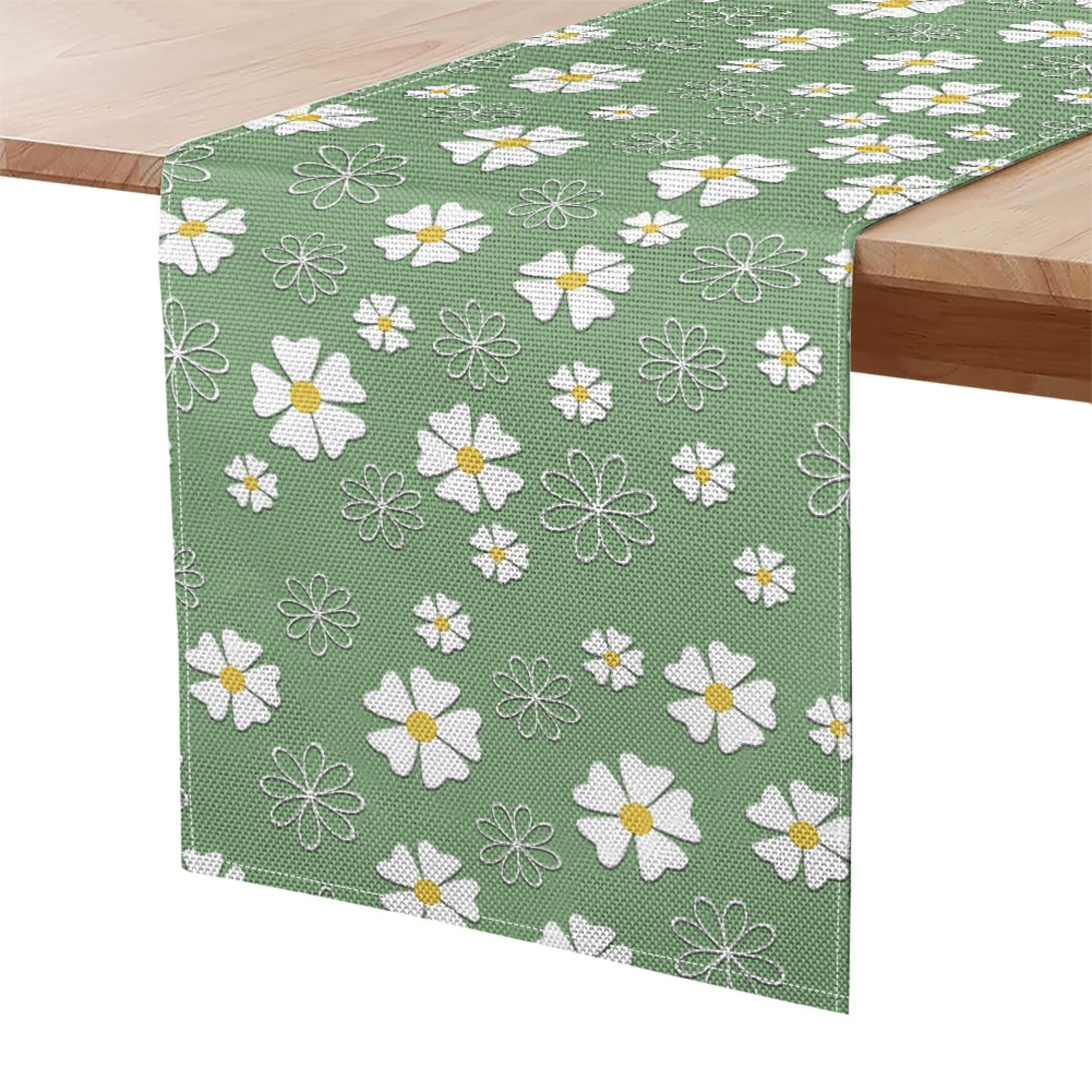 ZIATUBLES Flower Green Table Runner Spring Summer Table Strip ...