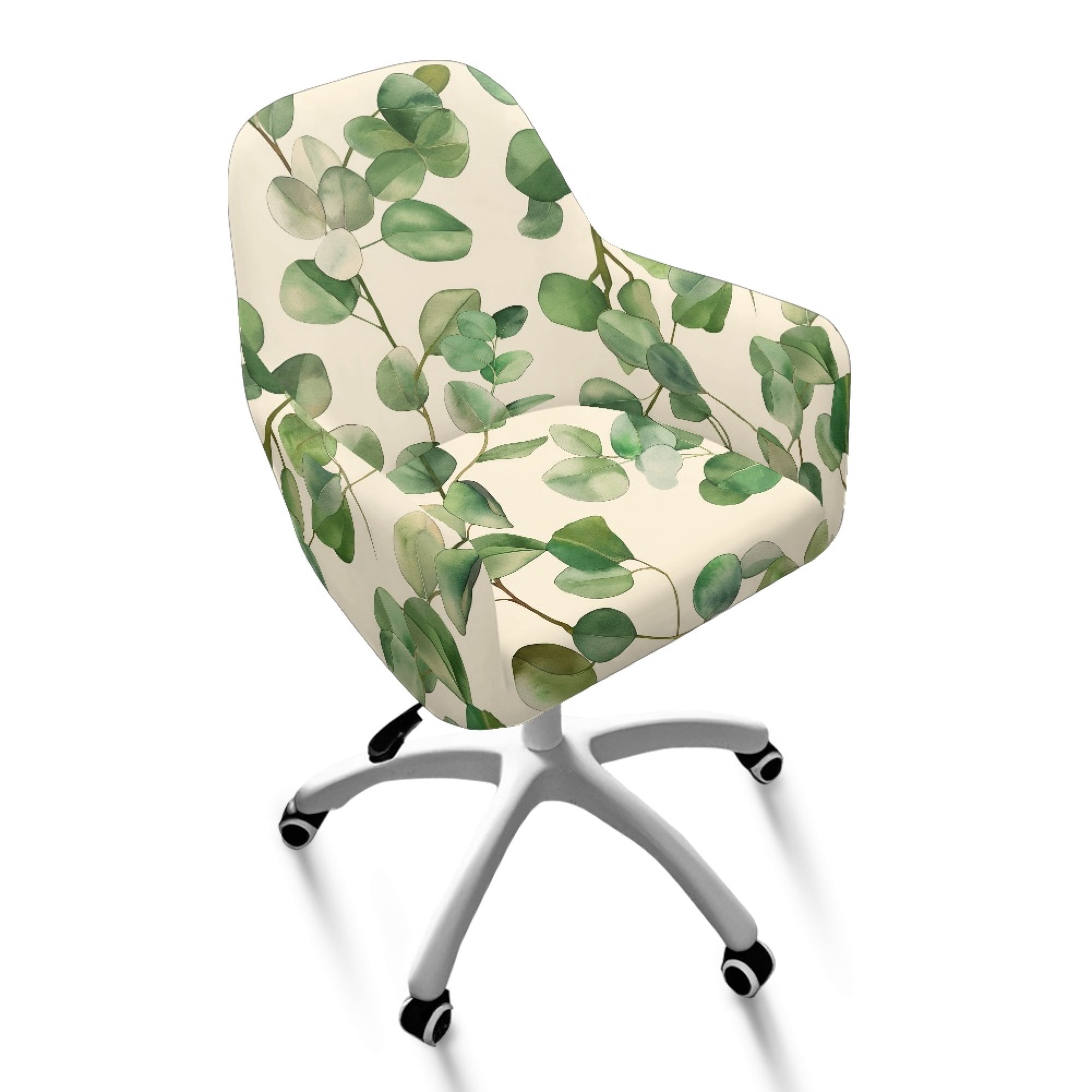 ZIATUBLES Green Foliage Beige Print Dining Room Chair Slipcovers ...