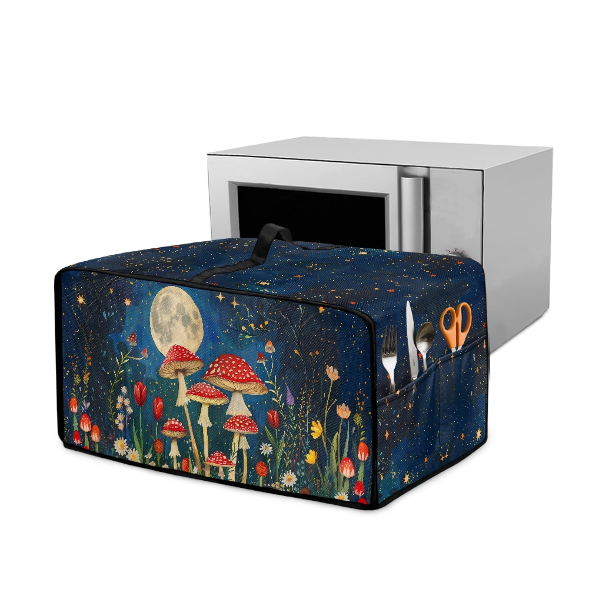 ZIATUBLES Mushroom Moon Print Toaster Oven Cover Linen-Look Polyester ...