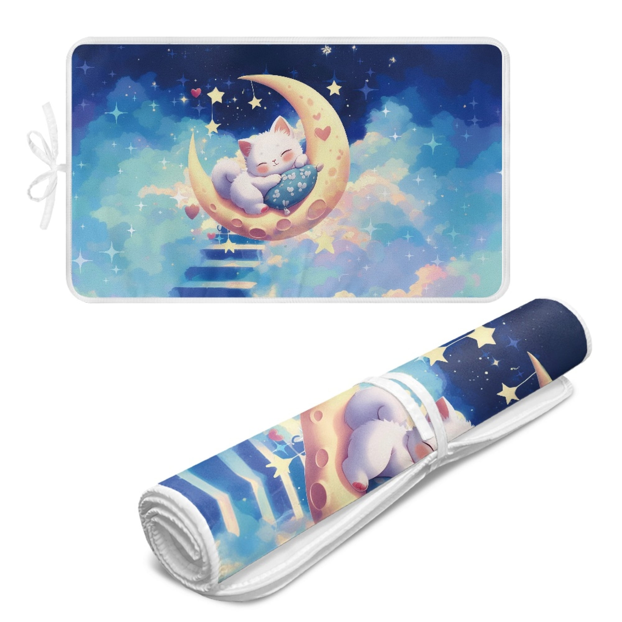 ZIATUBLES Sleeping Cat Moon Star Print Ironing Mat Blanket Portable ...