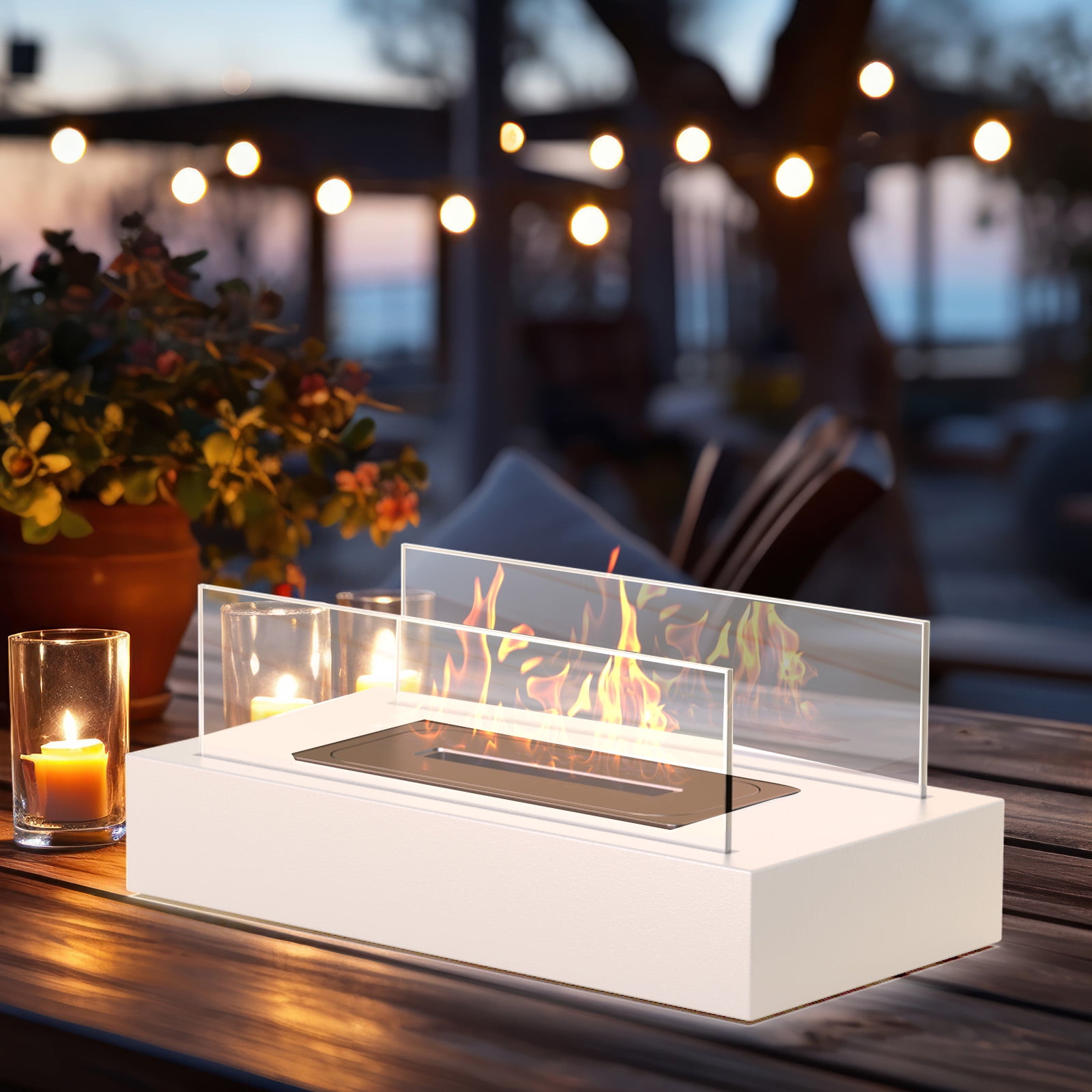 ZIB Tabletop Fire Pit Portable Table Fireplace Real Flame Smokeless ...