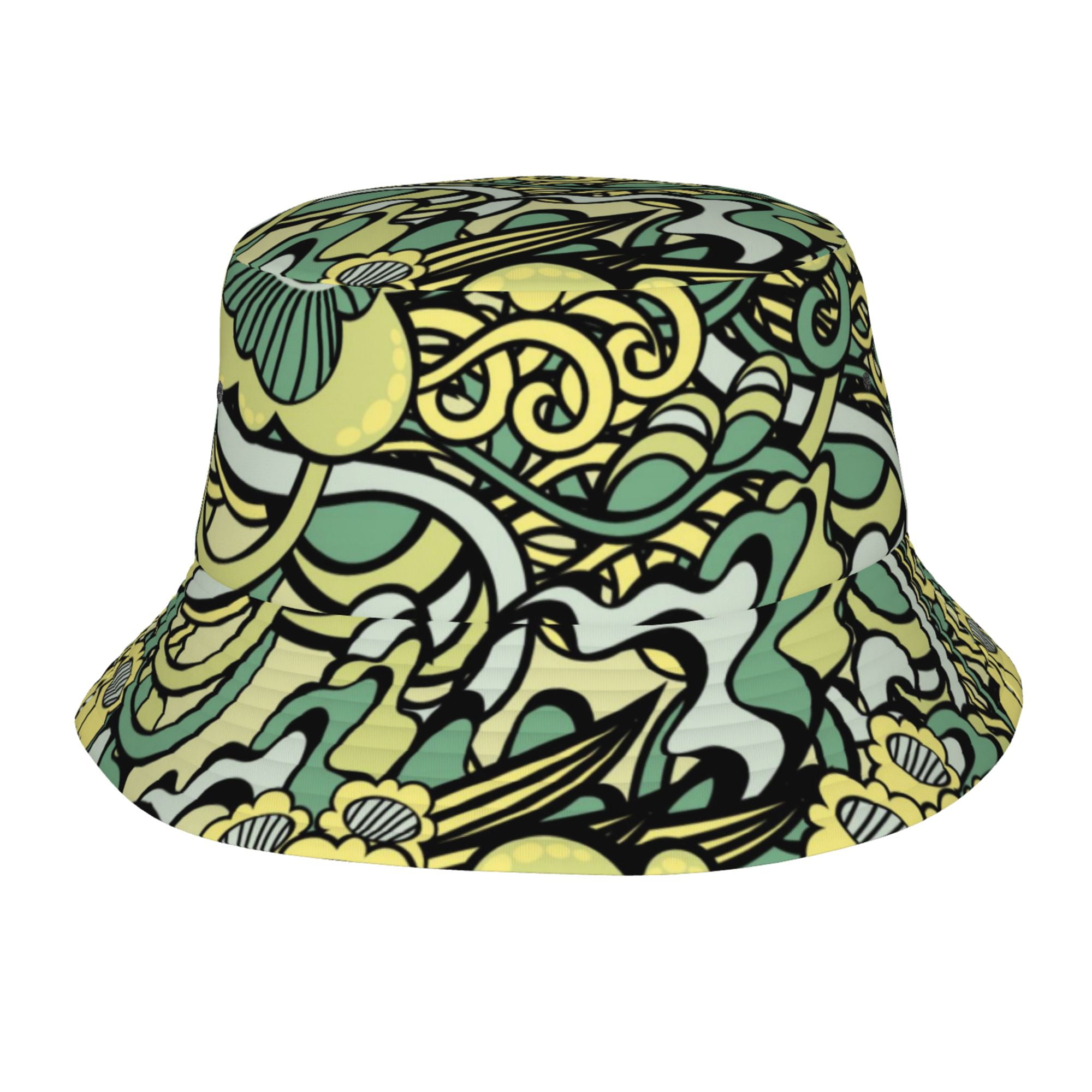 ZICANCN Abstract Floral Green Flower Bucket Hat , Unisex Print Double ...