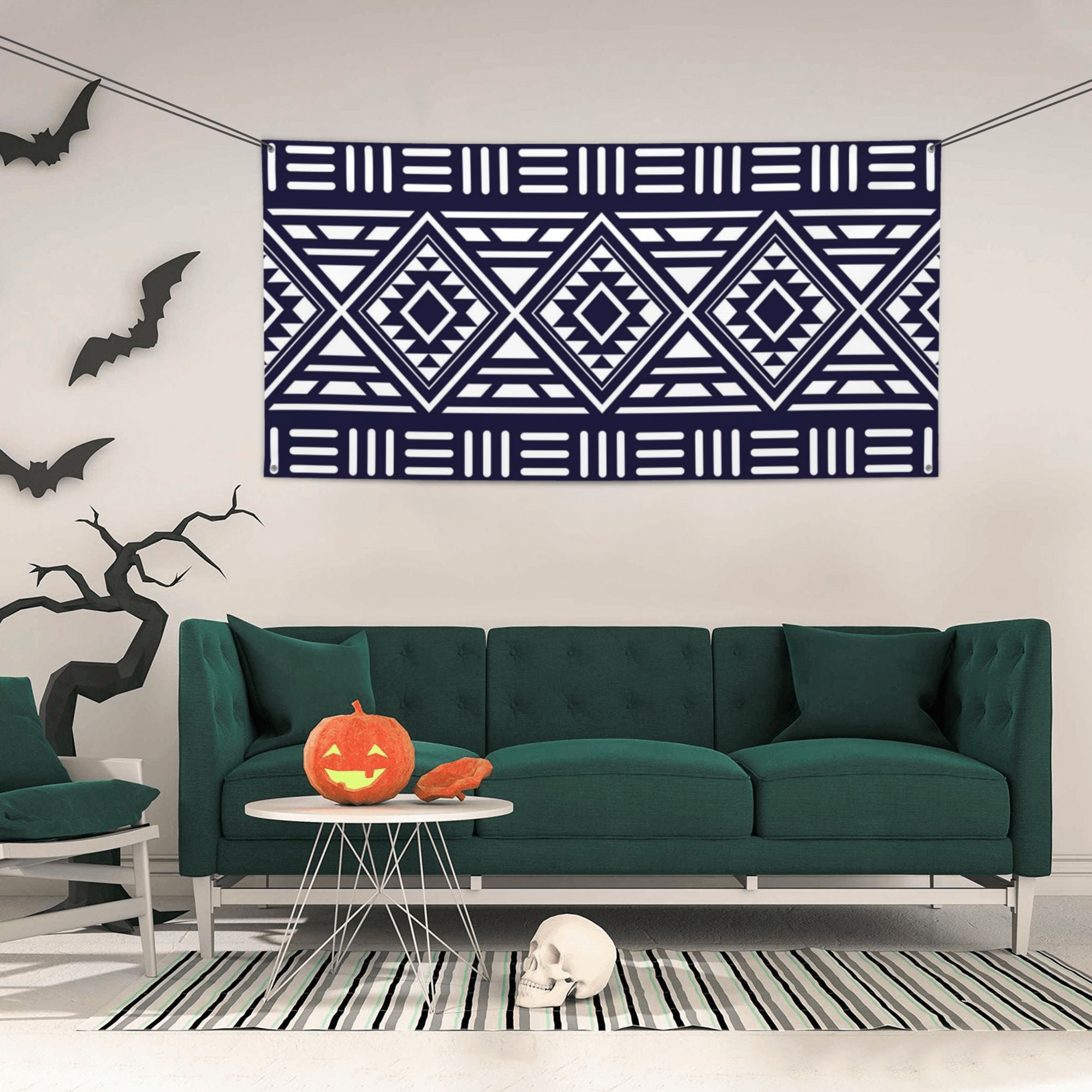 ZICANCN Banner Yard Signs, Blue White Tribal Aztec Party Wall Decor for ...