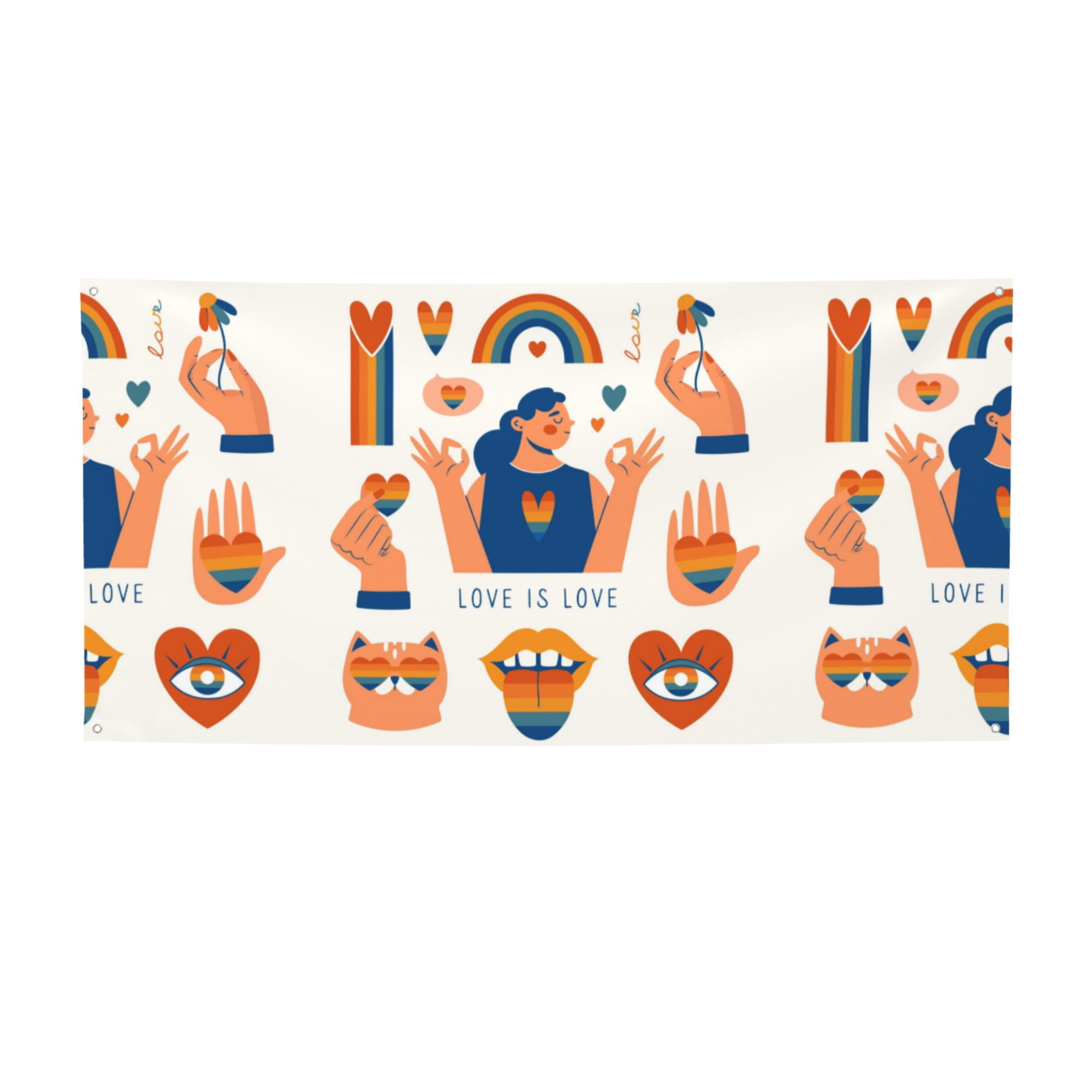 ZICANCN Banner Yard Signs, Cartoon Cliparts LGBT Party Wall Decor for ...