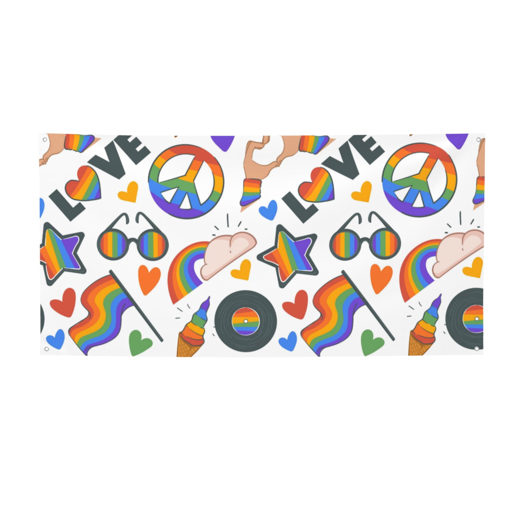 ZICANCN Banner Yard Signs, Peaceful Love LGBT Star Party Wall Decor for ...