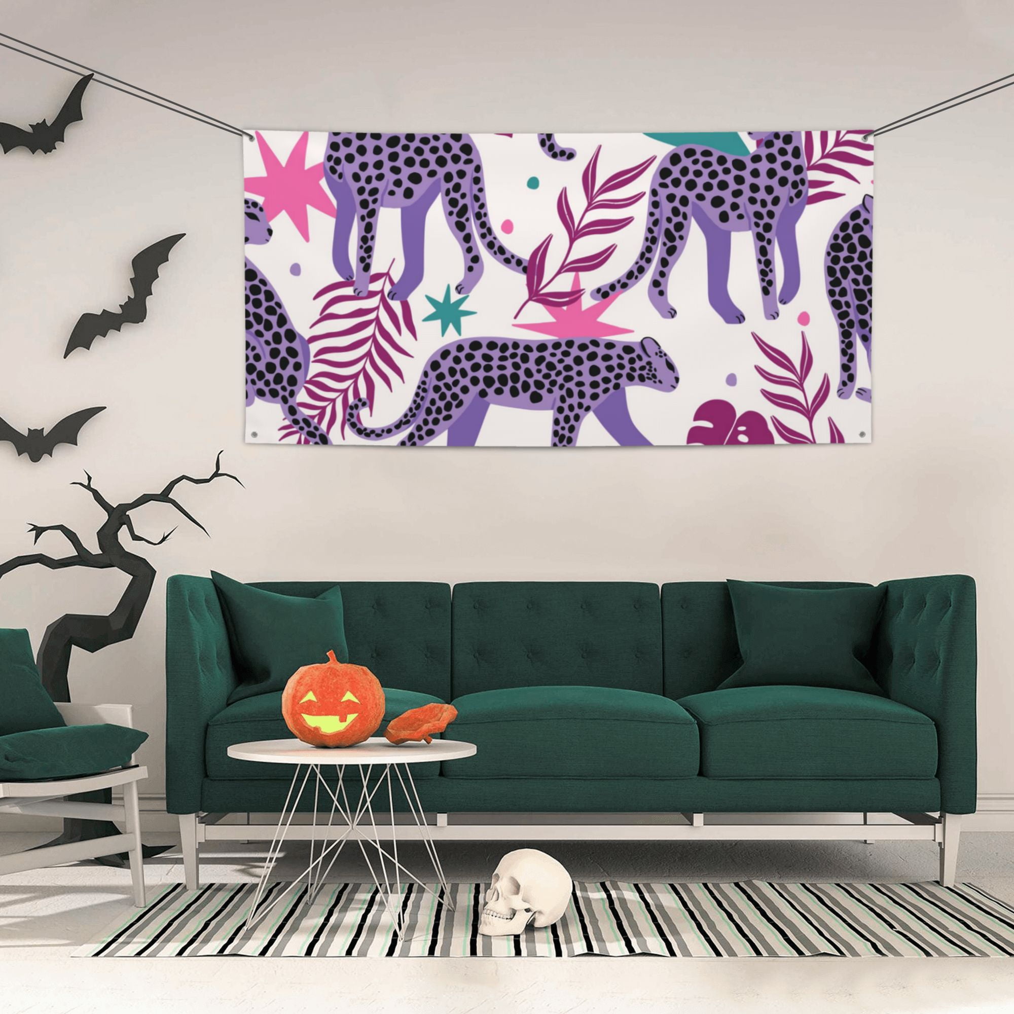 ZICANCN Banner Yard Signs, Purple Cheetah Star Leaf Party Wall Decor ...