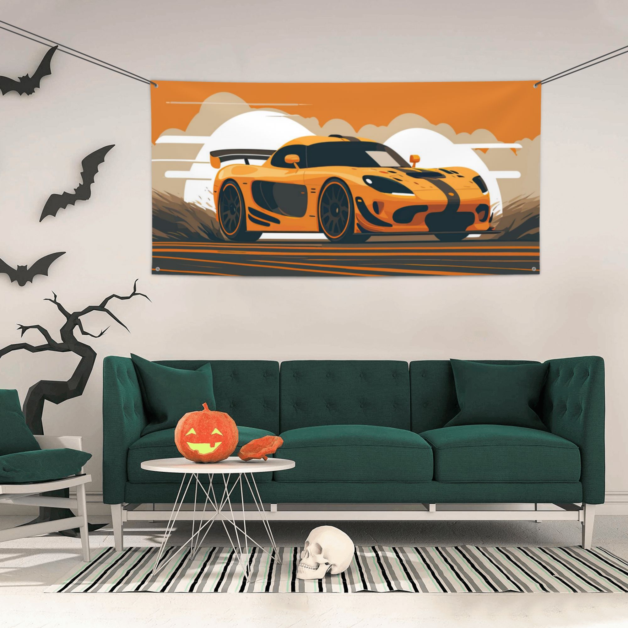 ZICANCN Banner Yard Signs, Sport Hilly Area Orange Cars Party Wall ...