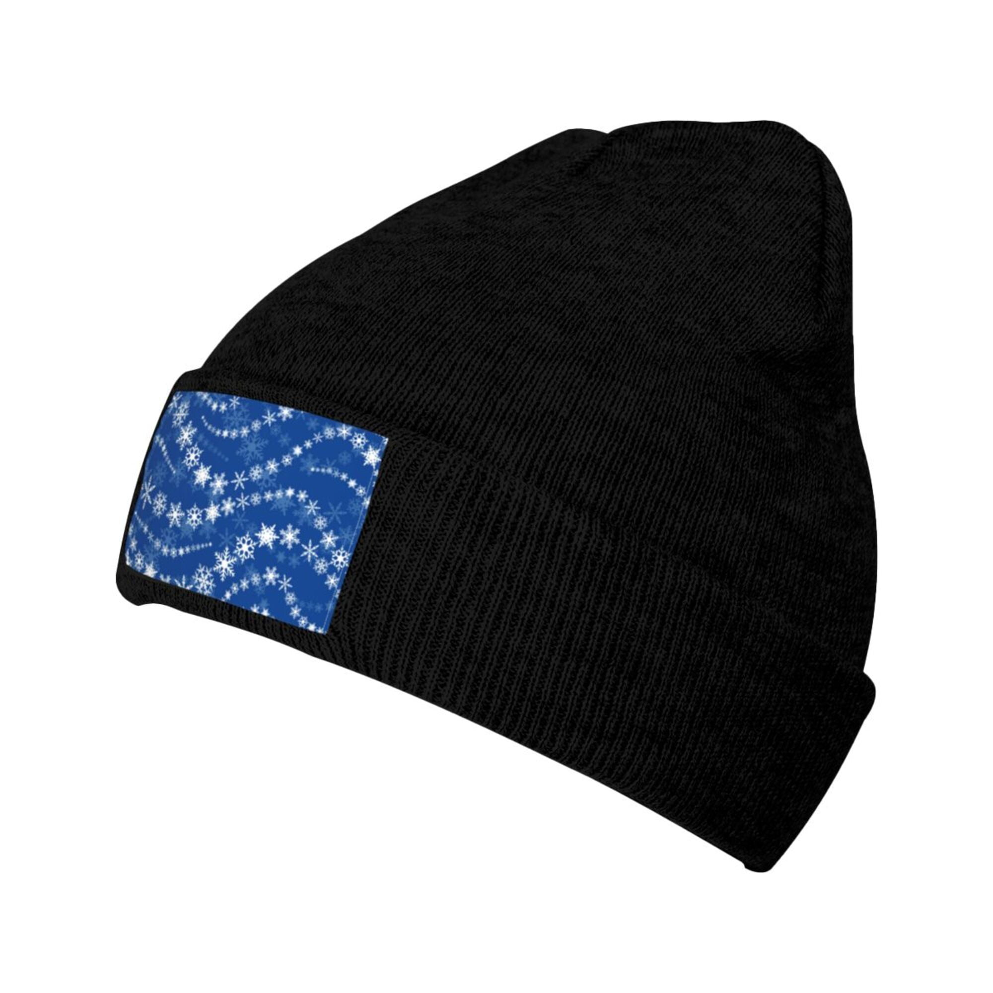 ZICANCN Blue White Winter Snowflakes Knit Beanie Hat, Winter Cap Soft ...