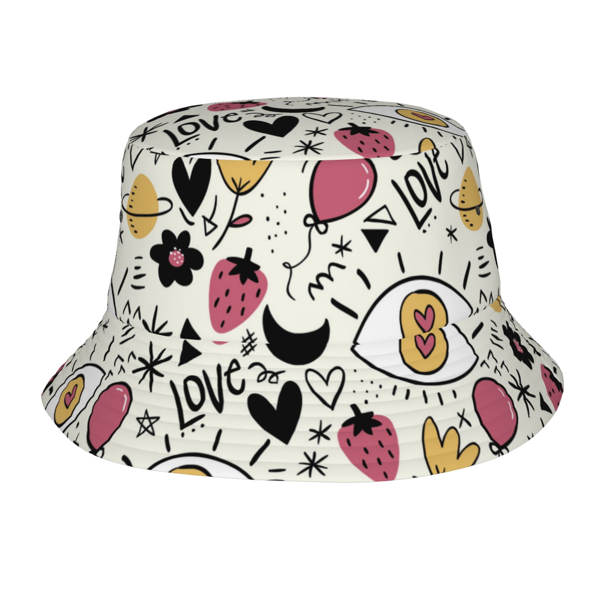 ZICANCN Bucket Hat -Eye Strawberry Doodle Unisex Print Double-Side-Wear ...
